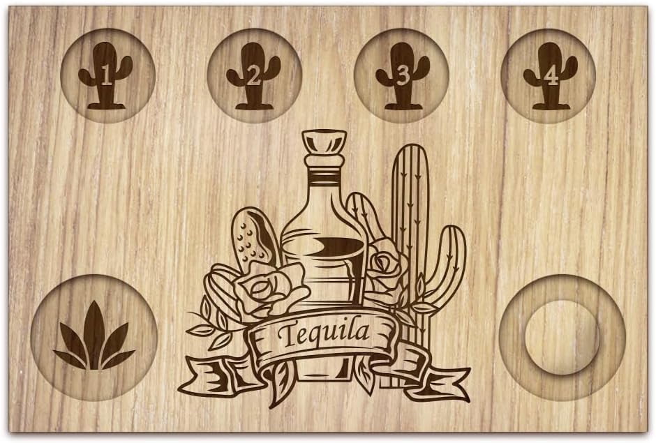 Rose Catus Drink Tequila Shot Glass Wooden Shot Glass Tray Rectangular ...