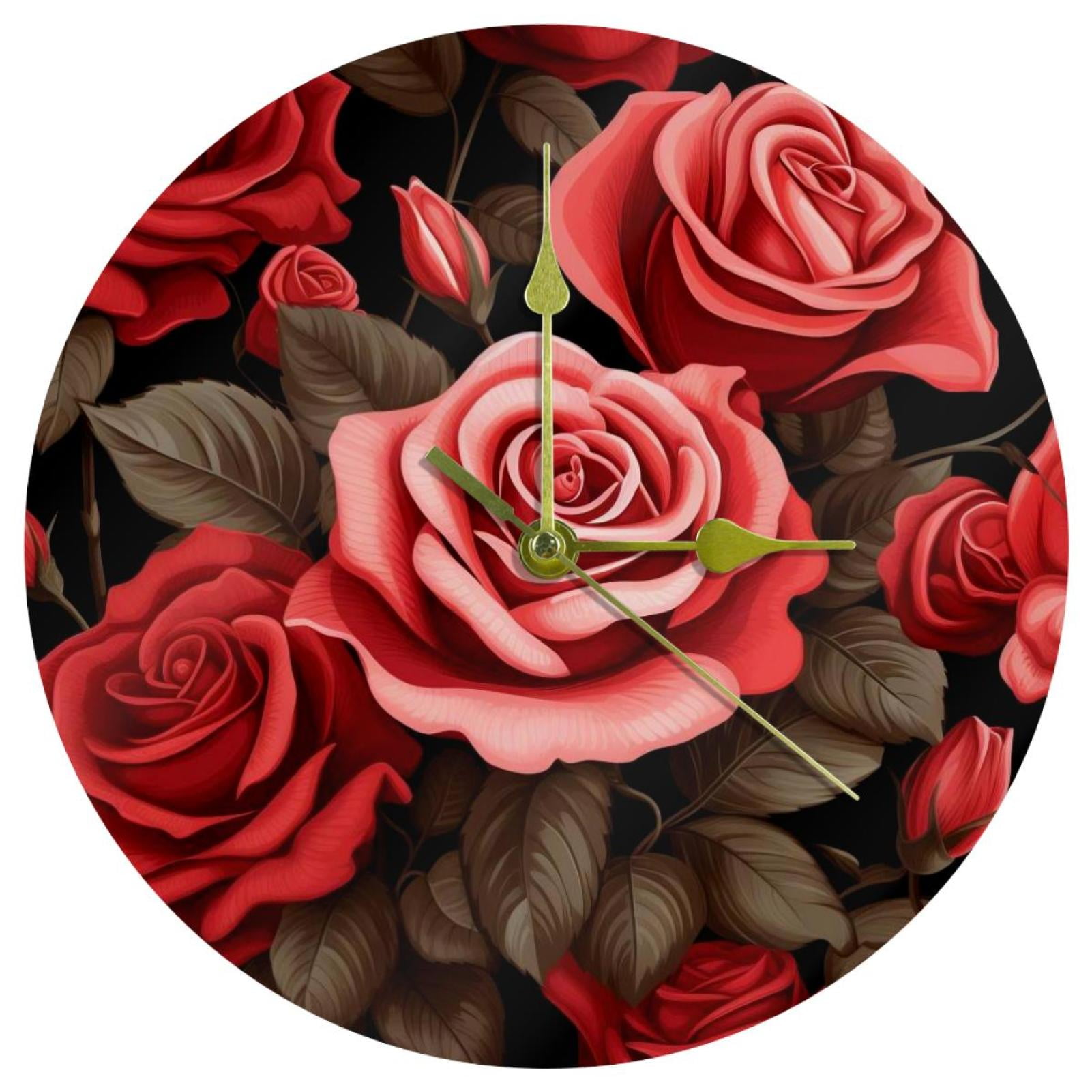 Rose Circular Acrylic Wall Clock - Elegant Timepiece with Sturdy ...