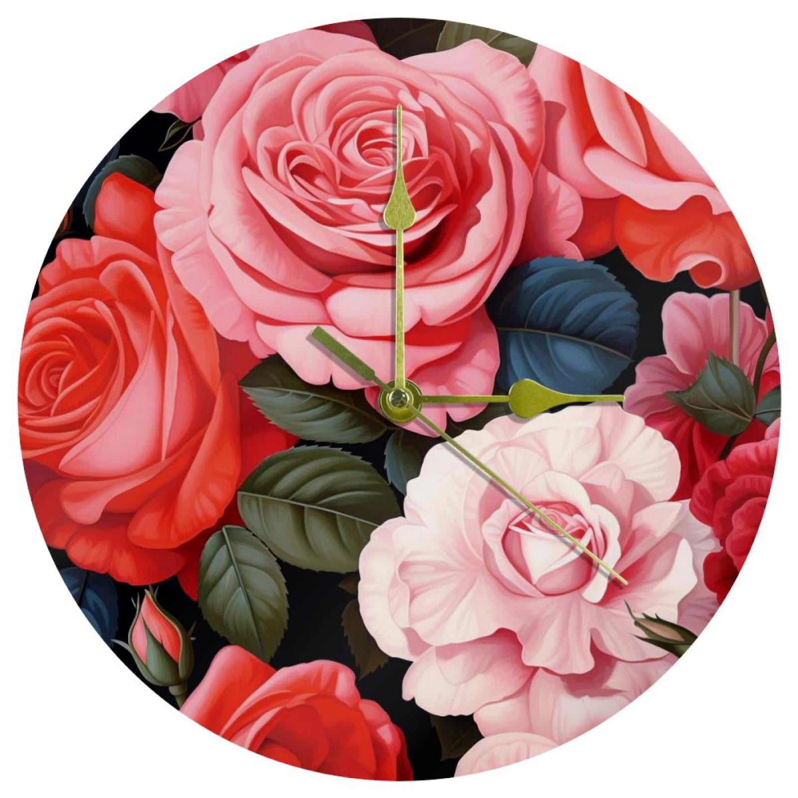 Rose Circular Acrylic Wall Clock - Modern Timepiece with Sophisticated ...