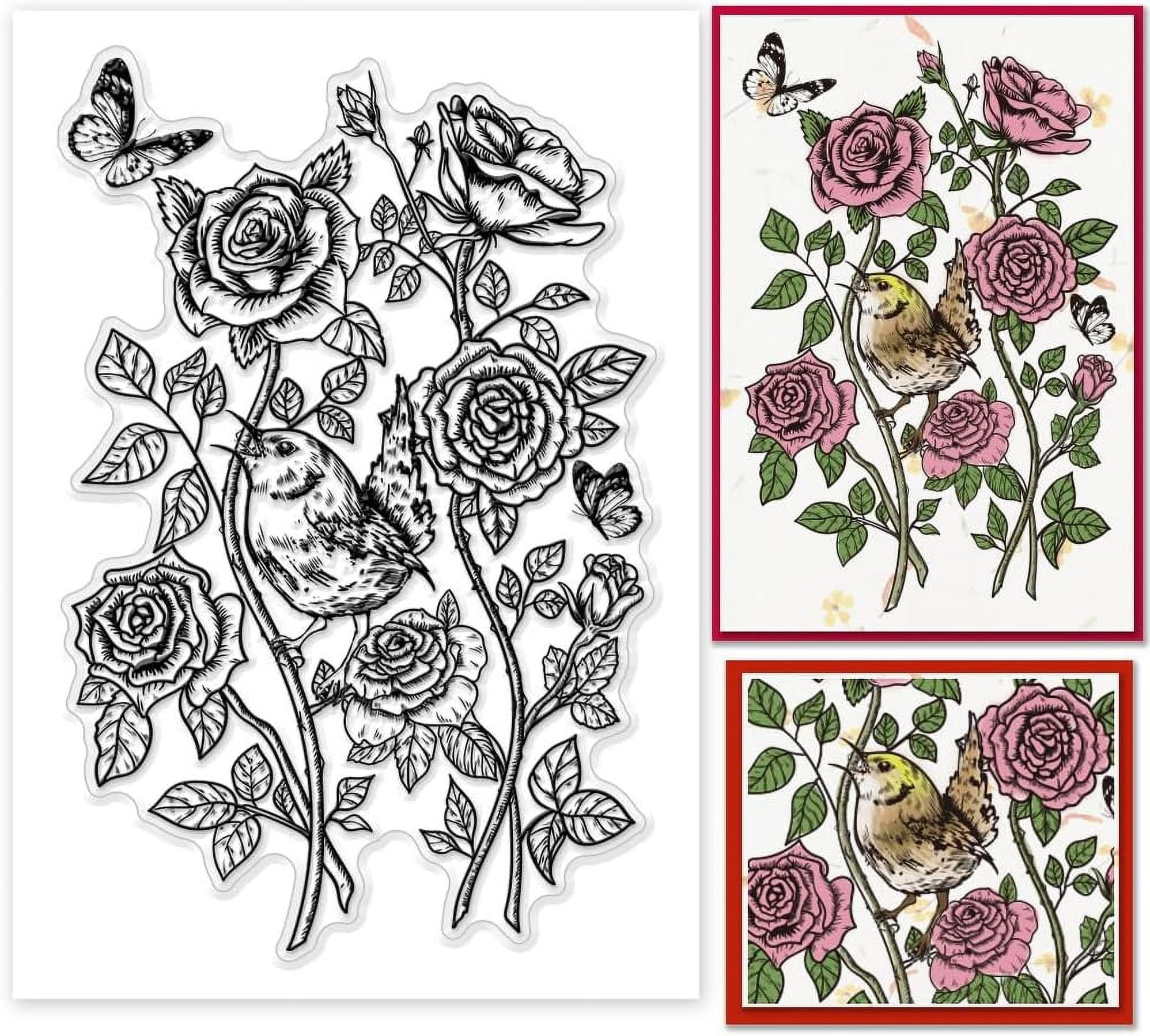 Rose Clear Stamp Flower PVC Plastic Transparent Rubber Stamp Clear ...