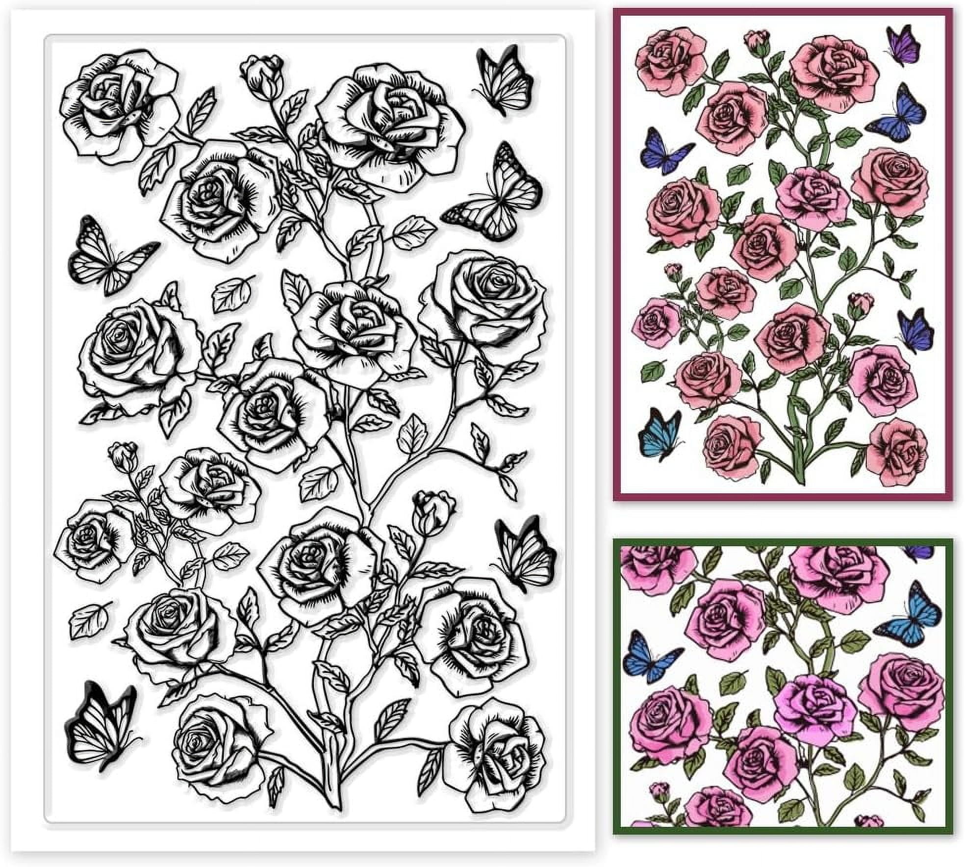 Rose Clear Stamp PVC Plastic Transparent Rubber Stamp Flower Stamp ...