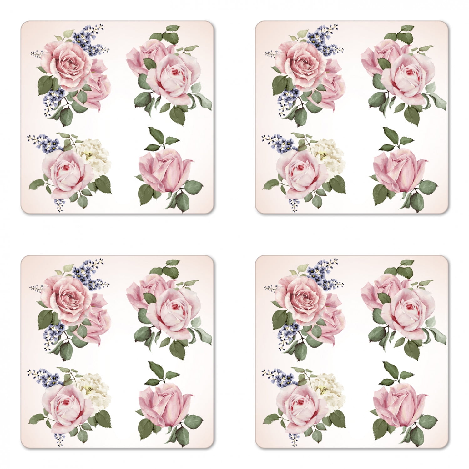 Rose Coaster Set of 4, Springtime Bouquets of Roses Bridal Flora ...