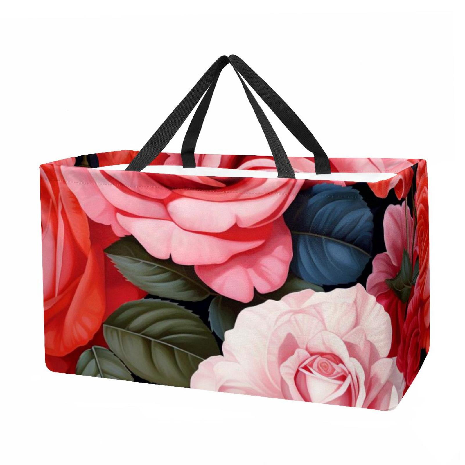 Rose Collapsible Oxford Cloth Tote Bag: Reusable, Foldable, and Large ...