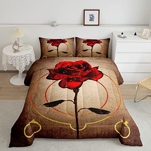 Rose Comforter Set for Girls Boys Rose Flower Comforter Romantic Garden ...