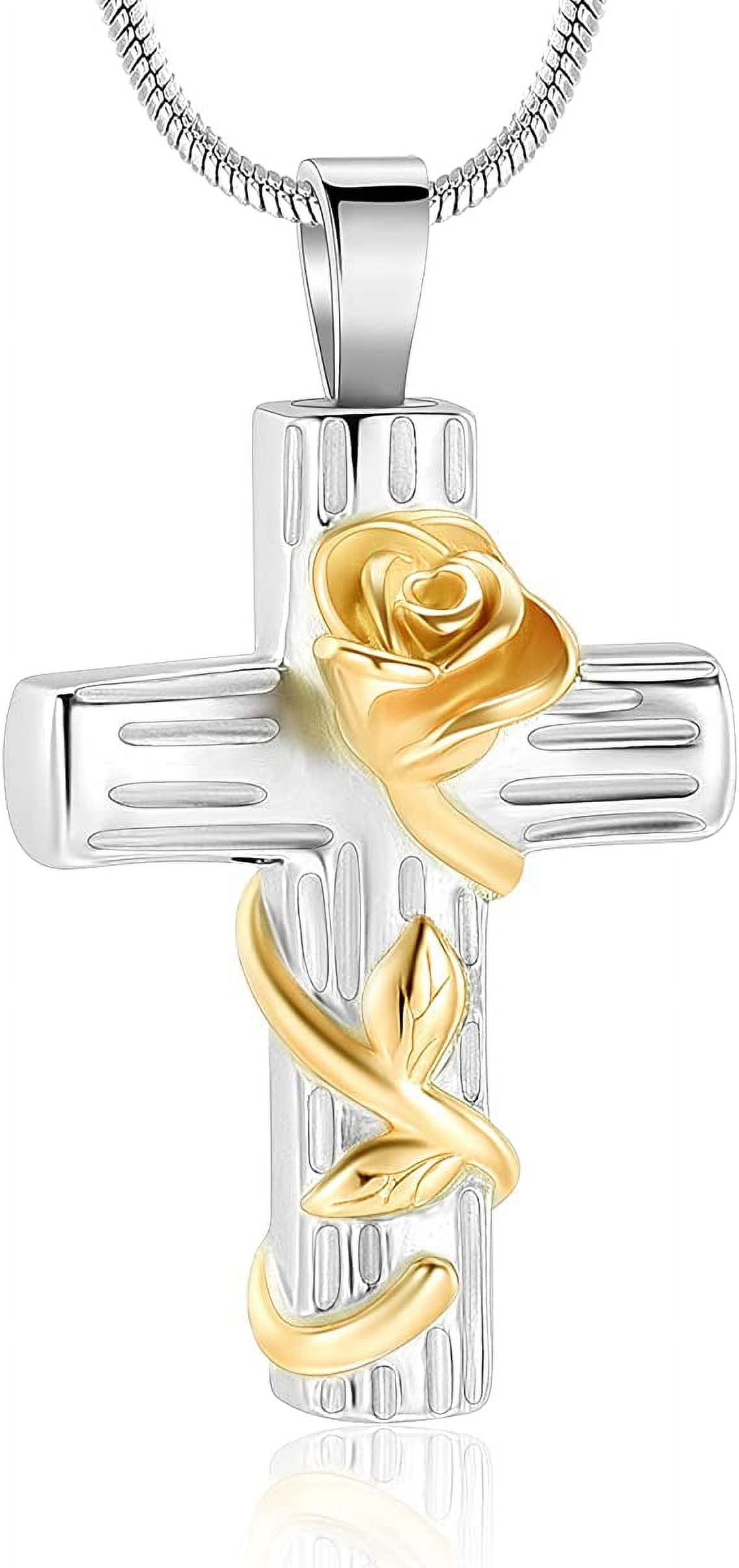 Rose Cross Cremation Jewelry for Ashes Urn Necklace Lockets for Human ...