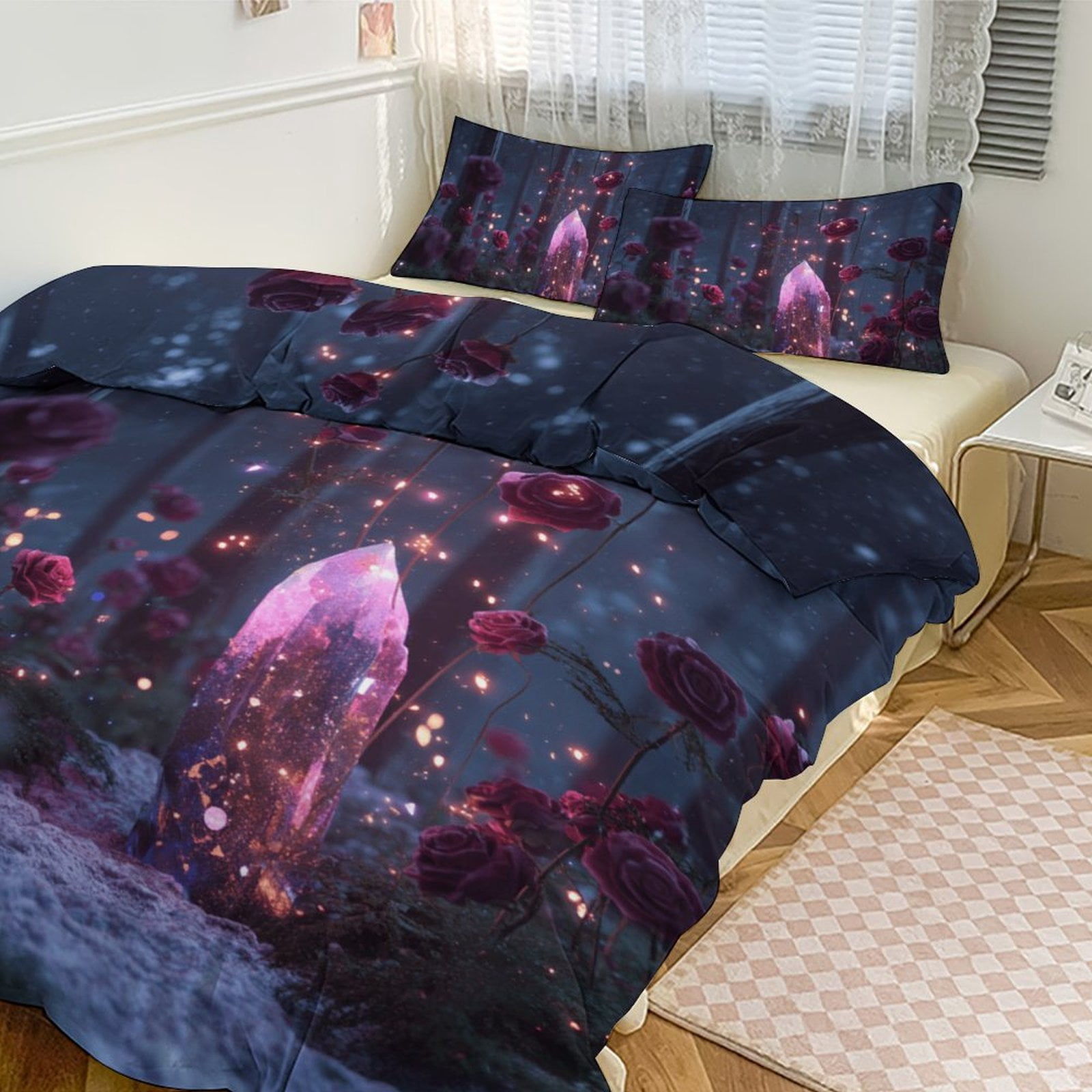 Rose Crystal Luminescence Bedding Set with Zipper Closure for Girls ...