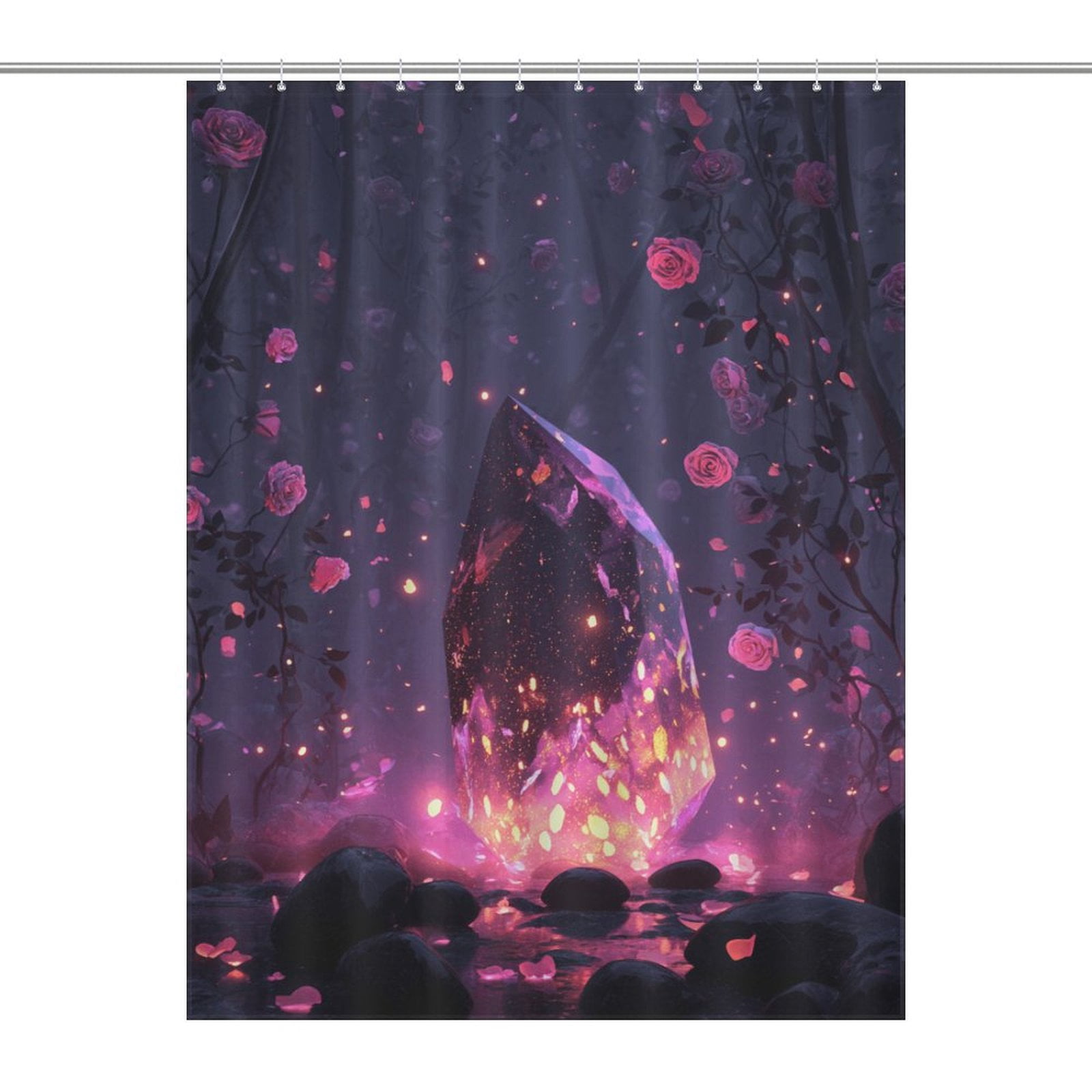 Rose Crystal Luminescence Shower Curtain , Enchanted Forest Scenic ...