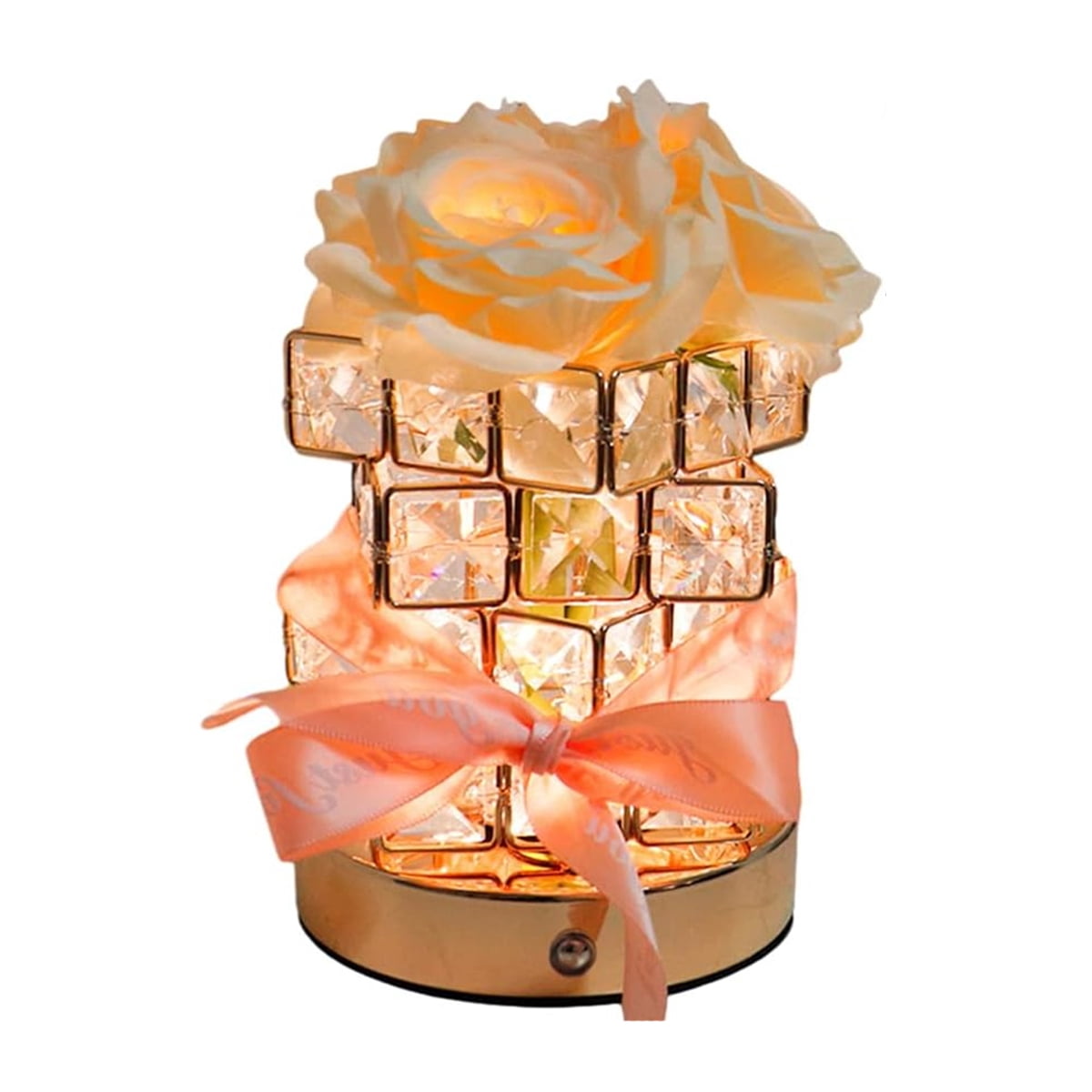 Rose Crystal Table Lamp, Rose Light 3 Colors Dimmable Flower Lamp ...