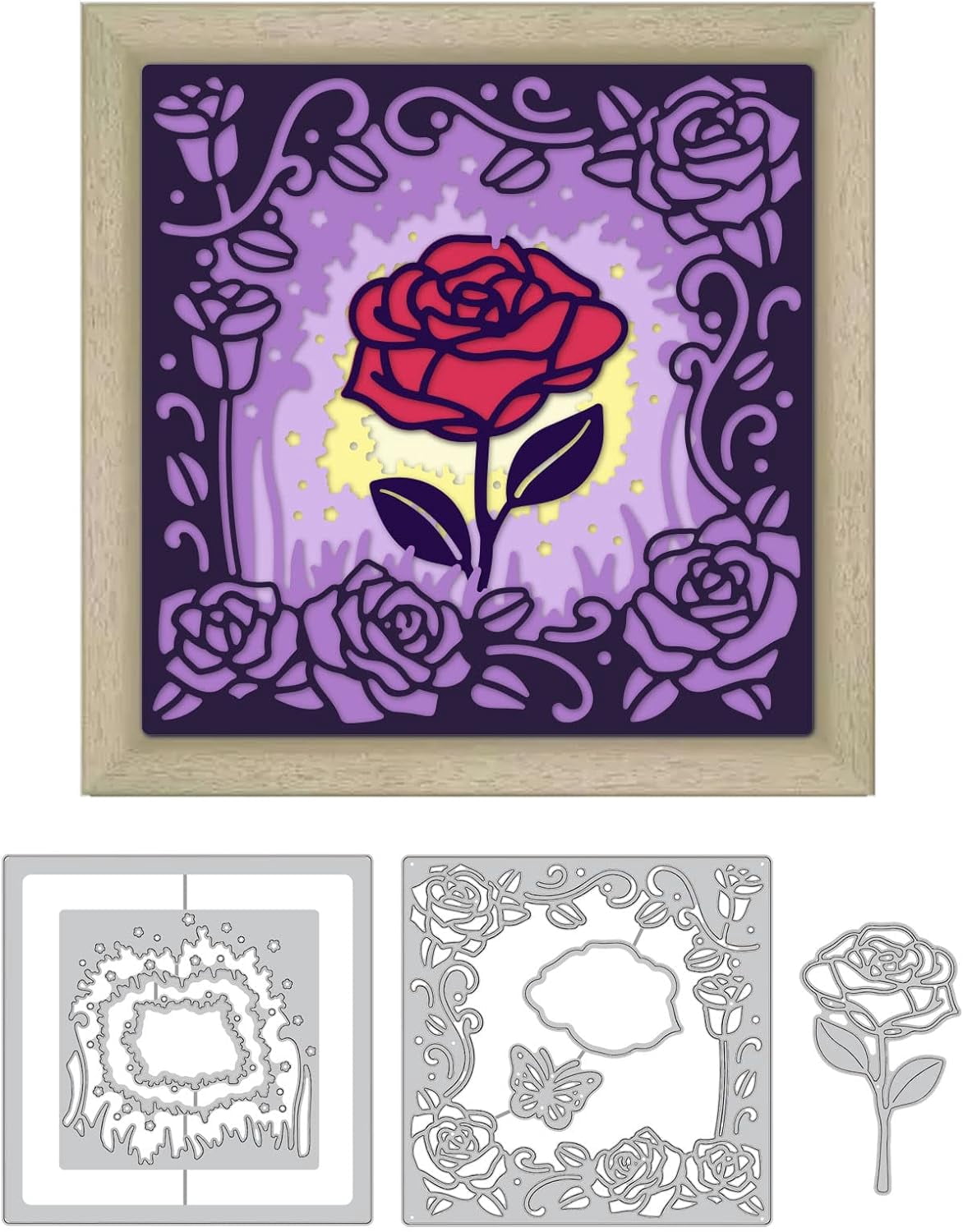 Rose Cutting Dies Layered Rose Embossing Stencil Template Carbon Steel ...