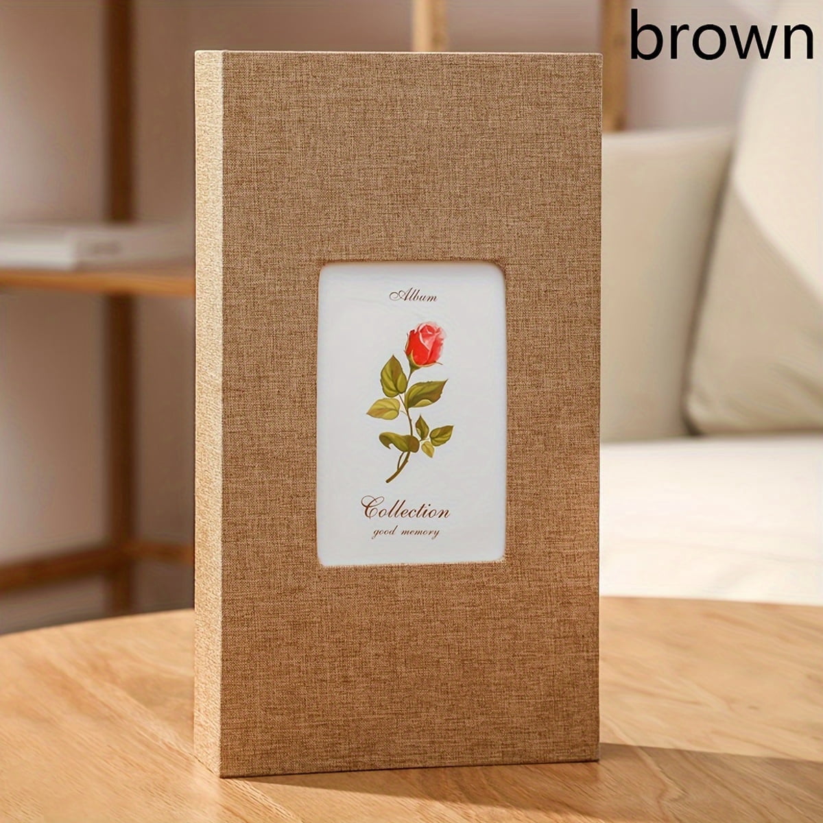 [Rose Design Linen Photo Album] 300-Sheet 6-Inch Linen Photo Album with ...