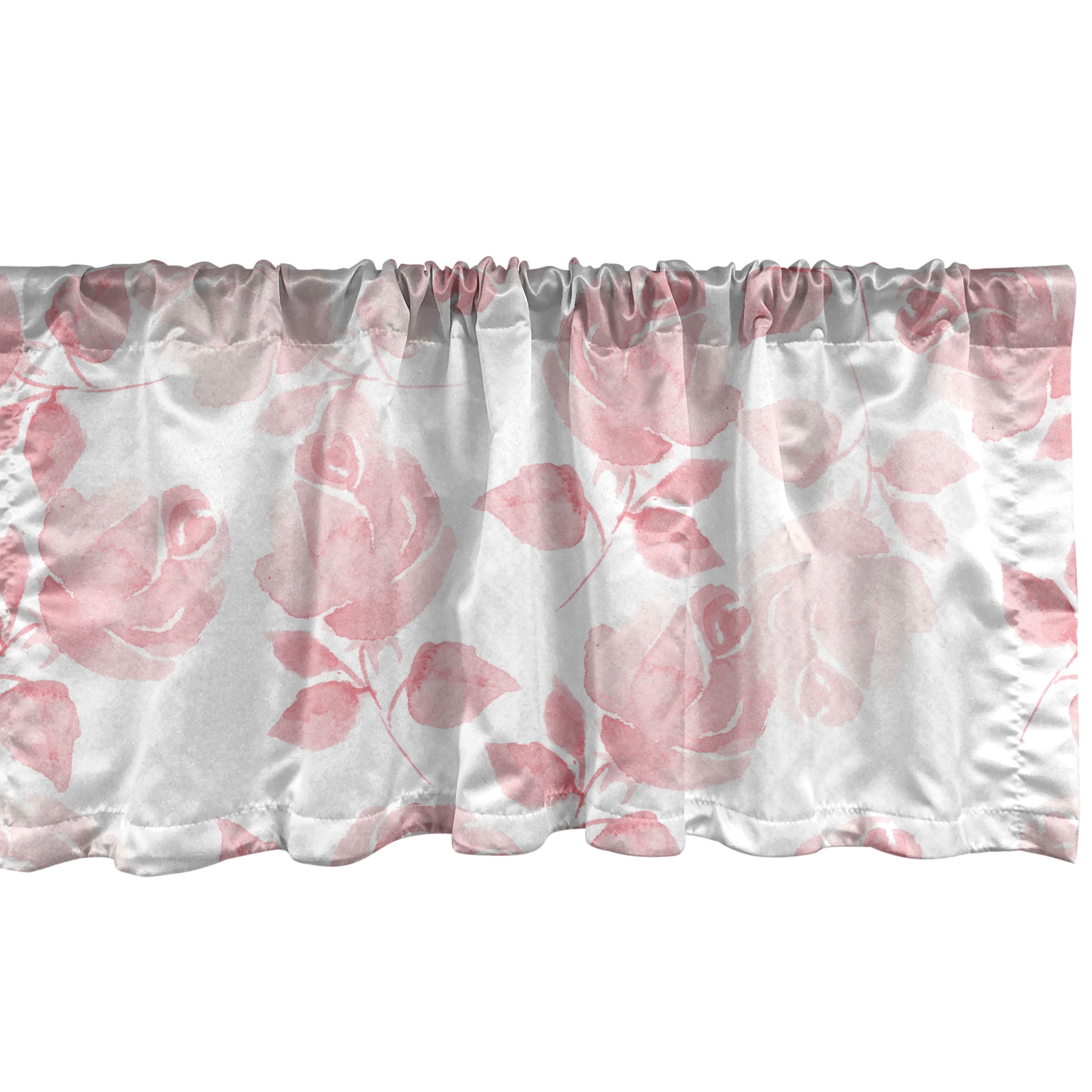 Rose Design Window Valance, Vintage Watercolor Style Delicate Flowers ...