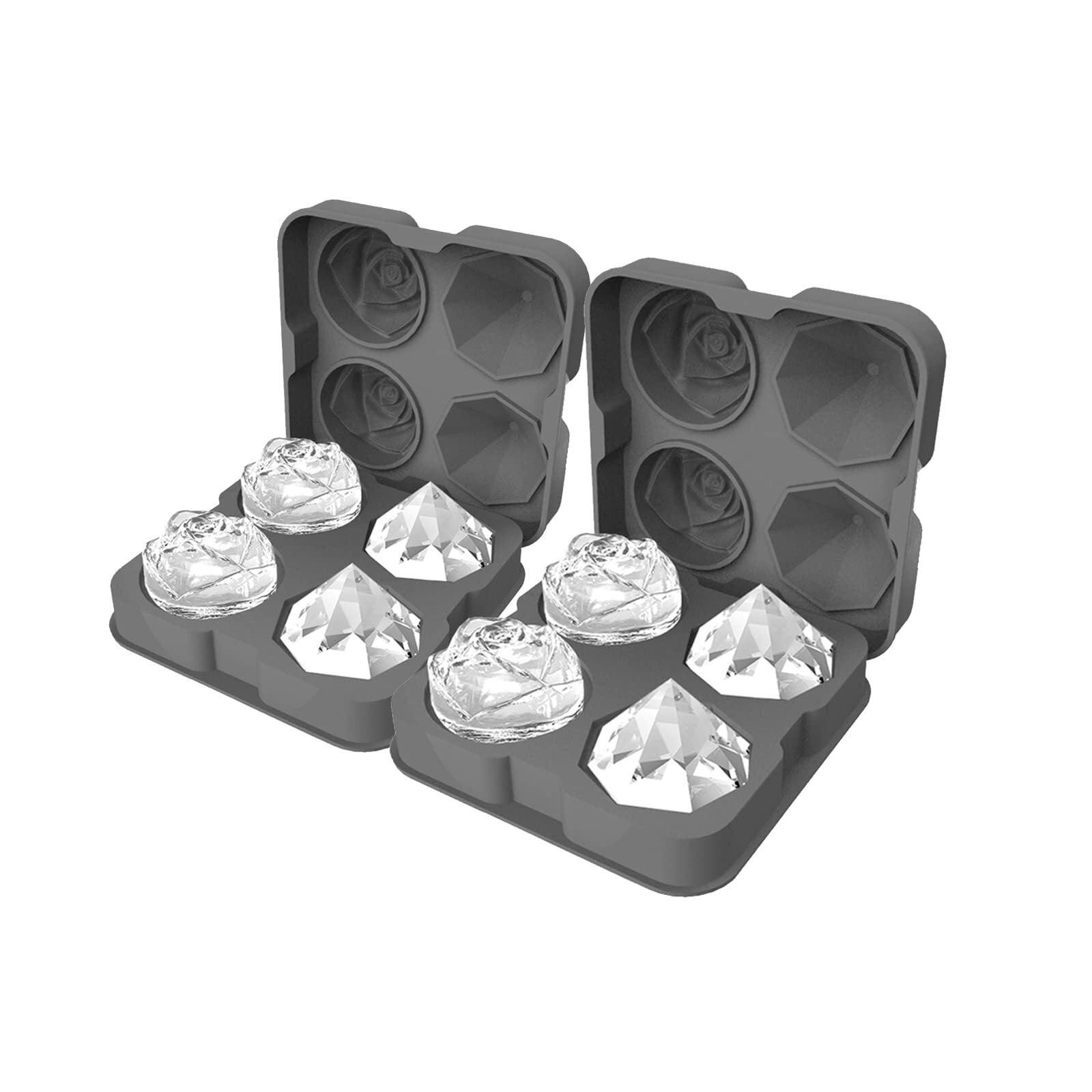 Rose & Diamond Ice Cube Tray,2.5inch Fun Ice Cube Molds - Walmart.com