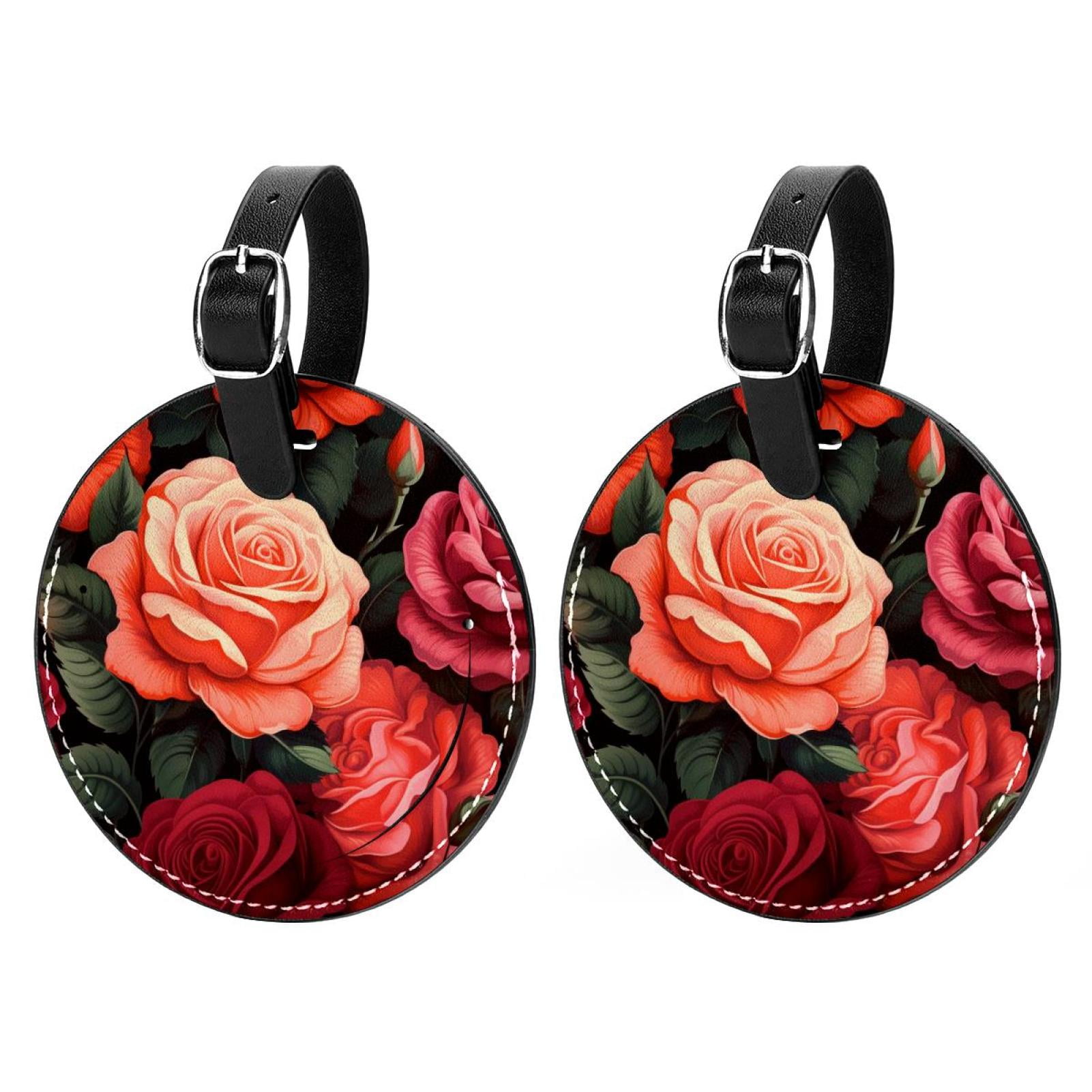 Rose Elegant PU Leather Travel Tags Set - 2 Pack Suitcase Tag for Easy ...