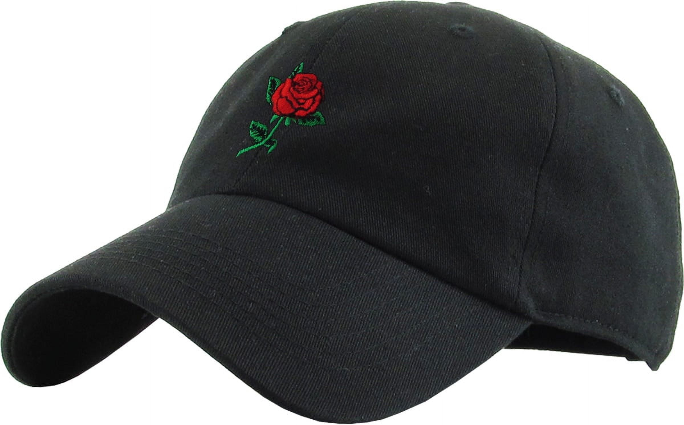 Rose Embroidered Dad Hat Flower Cotton Adjustable Baseball Cap ...