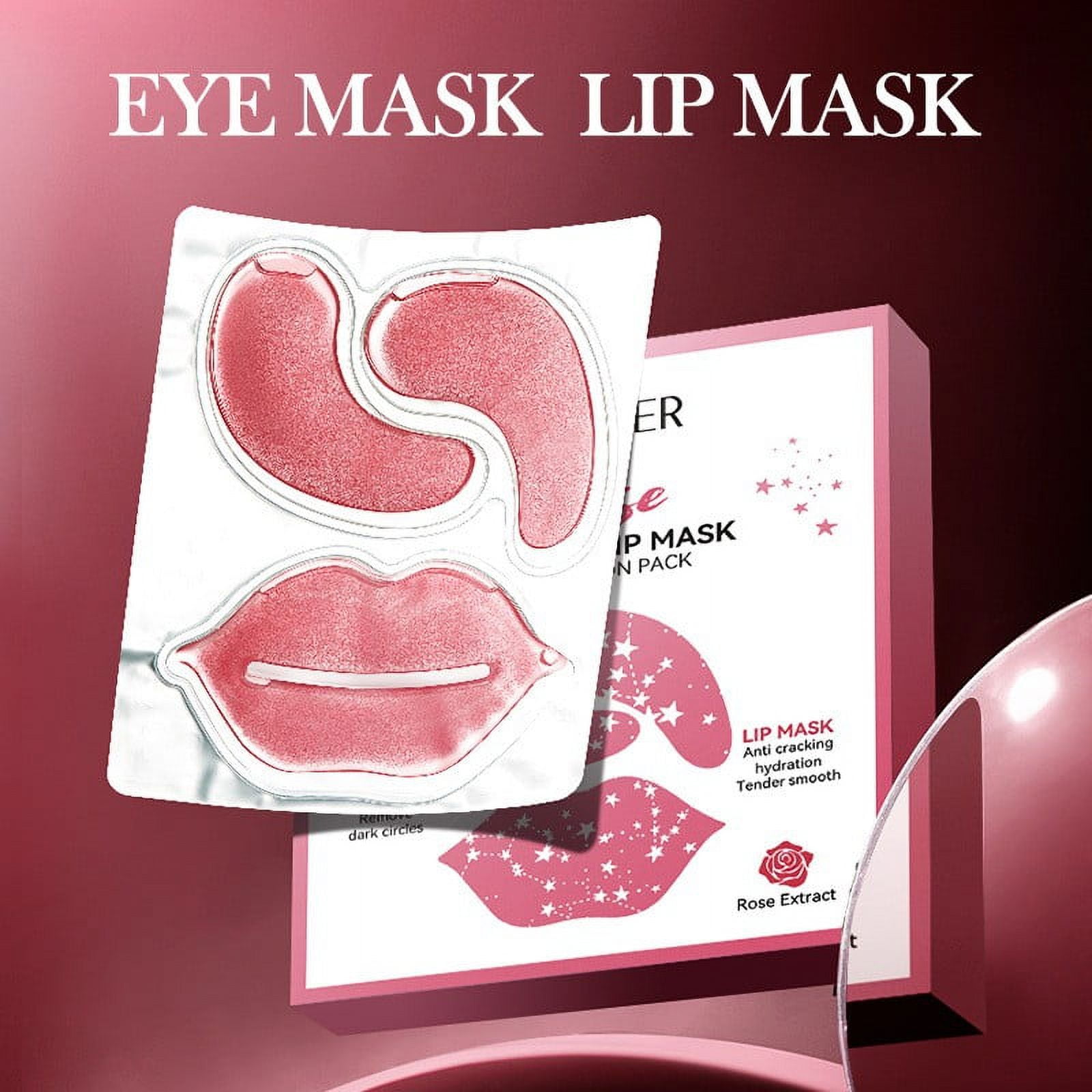 Rose Eye Mask Lip Mask Combination Set Moisturizing Eye Care Lip Eye ...