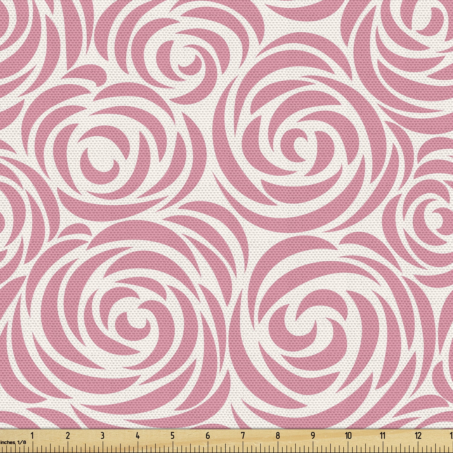 Ambesonne Rose Fabric by the Yard Upholstery, Abstract Swirl Line ...
