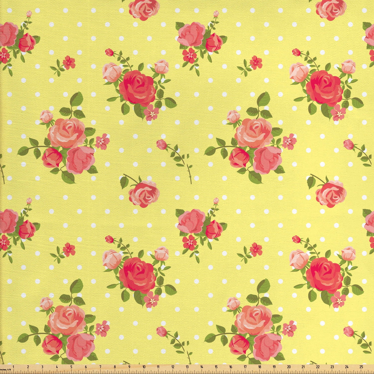 Ambesonne Rose Fabric by the Yard Upholstery, Old Fashioned Feminine, 3 ...