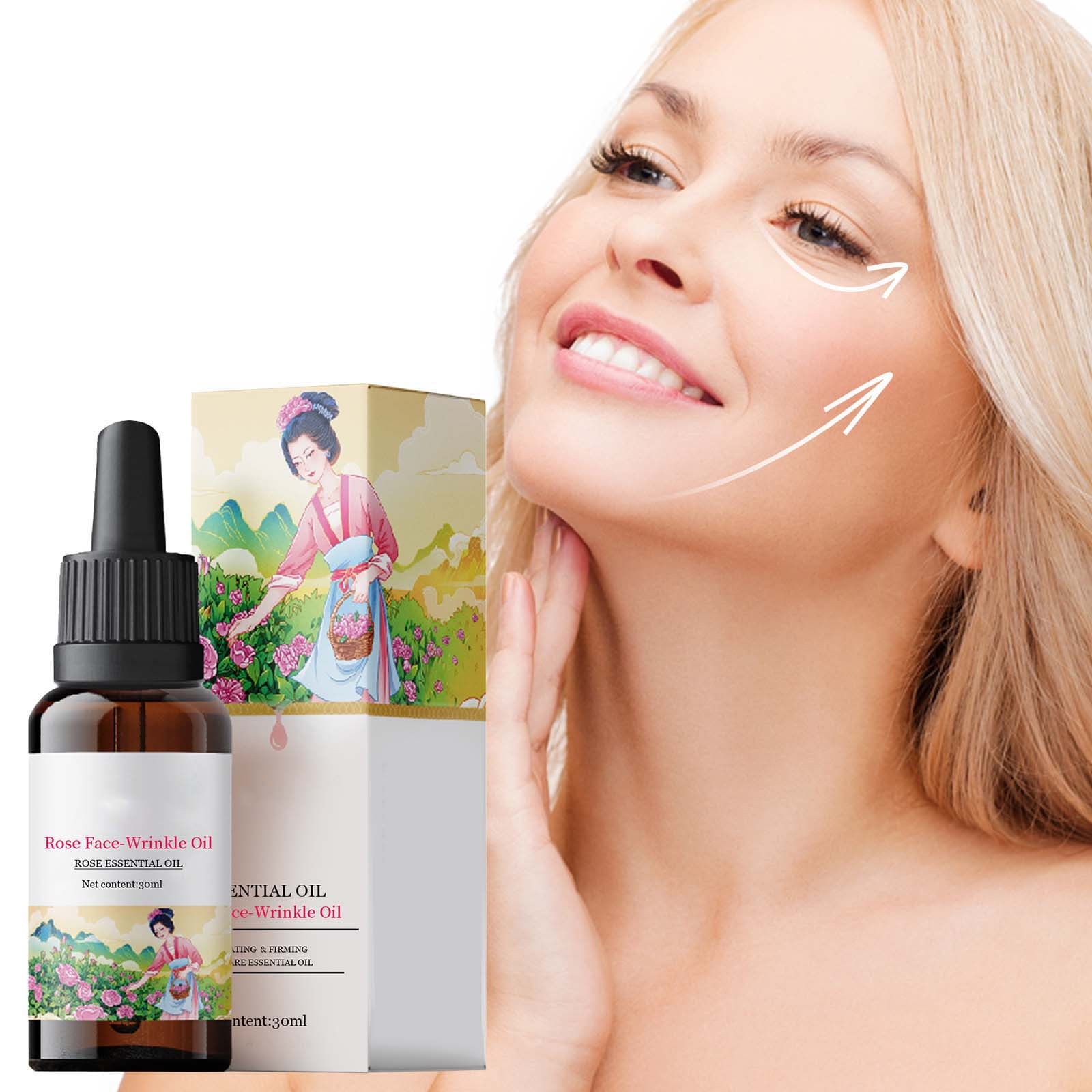Rose Face Wrinkle Oil, Anti-Wrinkle Squalane Rose Oil for Fine Lines ...