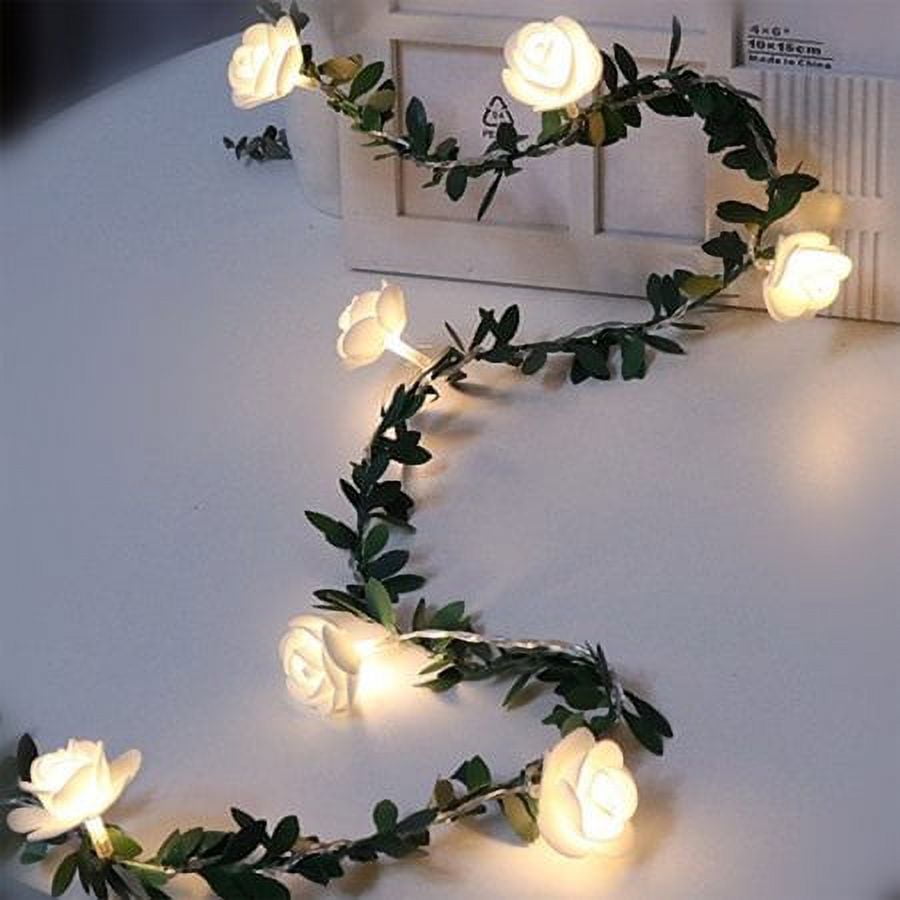 Rose Fairy String Lights Artificial Flower Garland with LED Copper ...