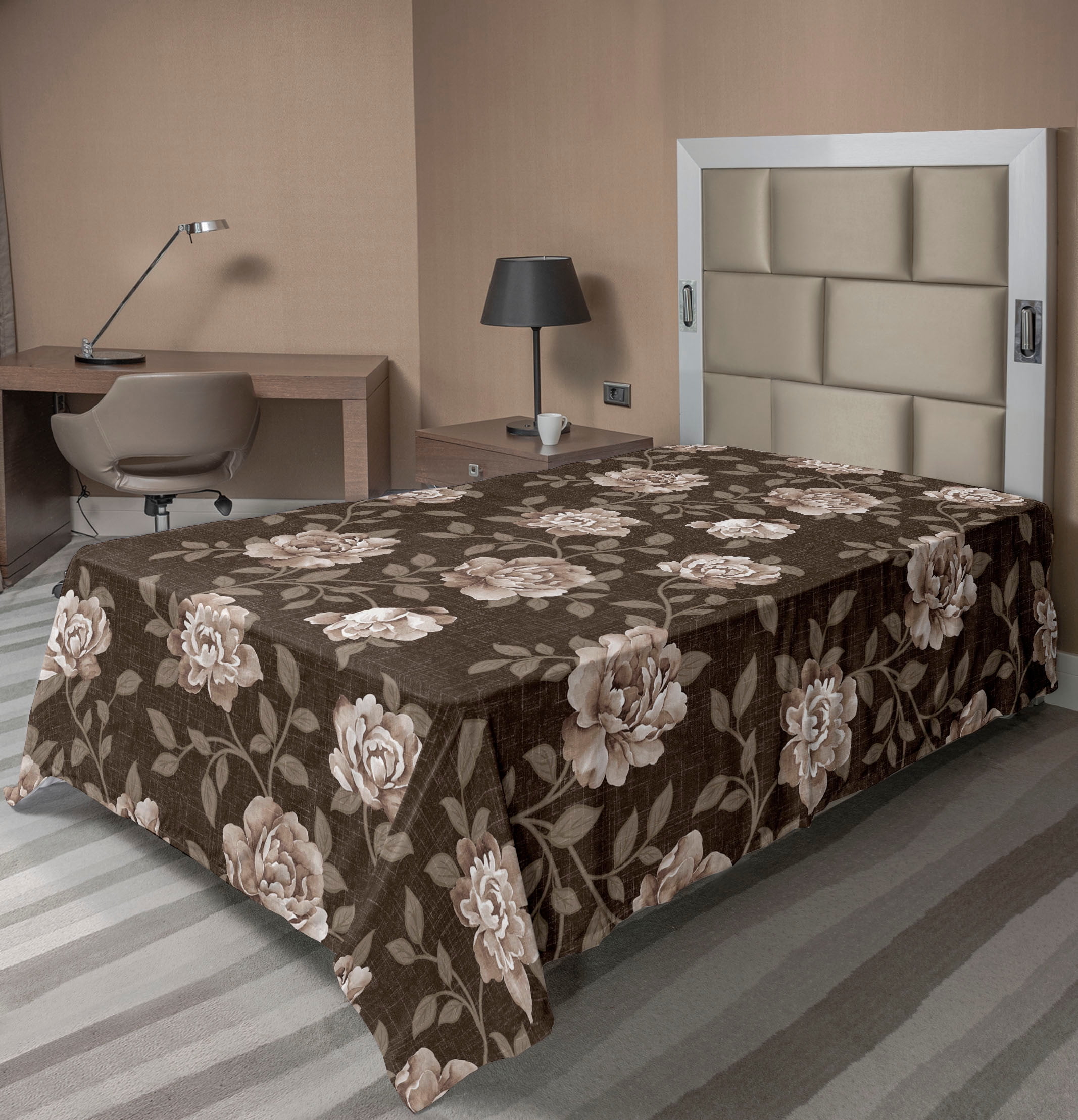 Rose Flat Sheet, Retro Themed Weathered Effect Vintage Romantic Classic ...