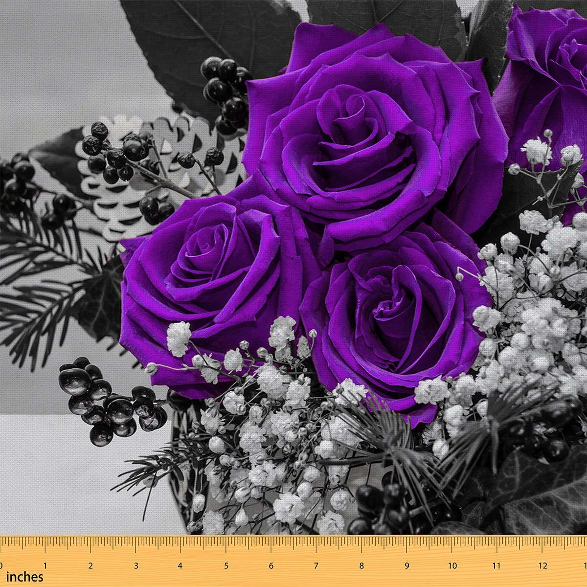 Rose Floral Decorative Fabric, Girls Women Purple Rose Fabric by the ...