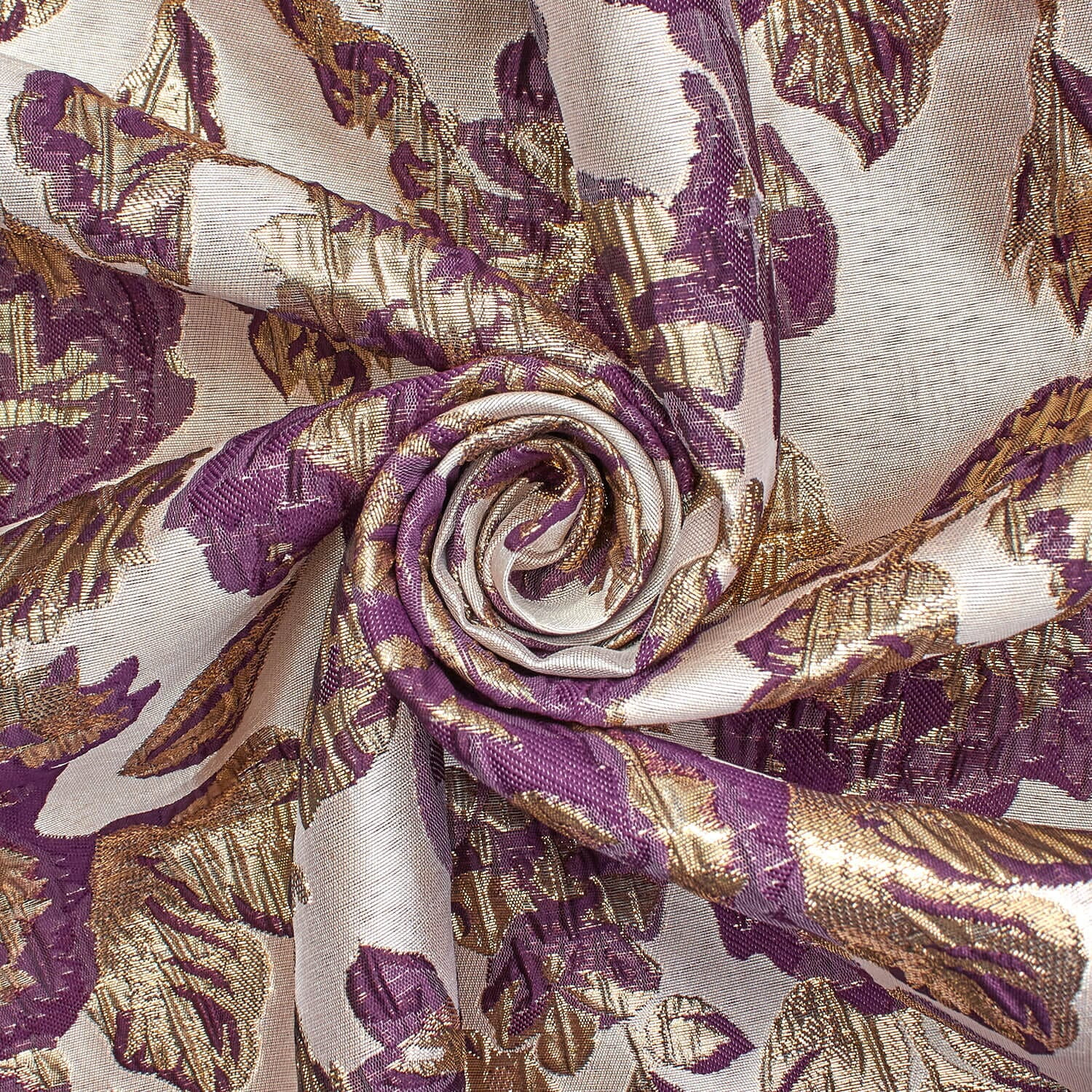 Rose Floral Plain Woven Polyester Crinkle Metallic Brocade Jacquard 56/ ...