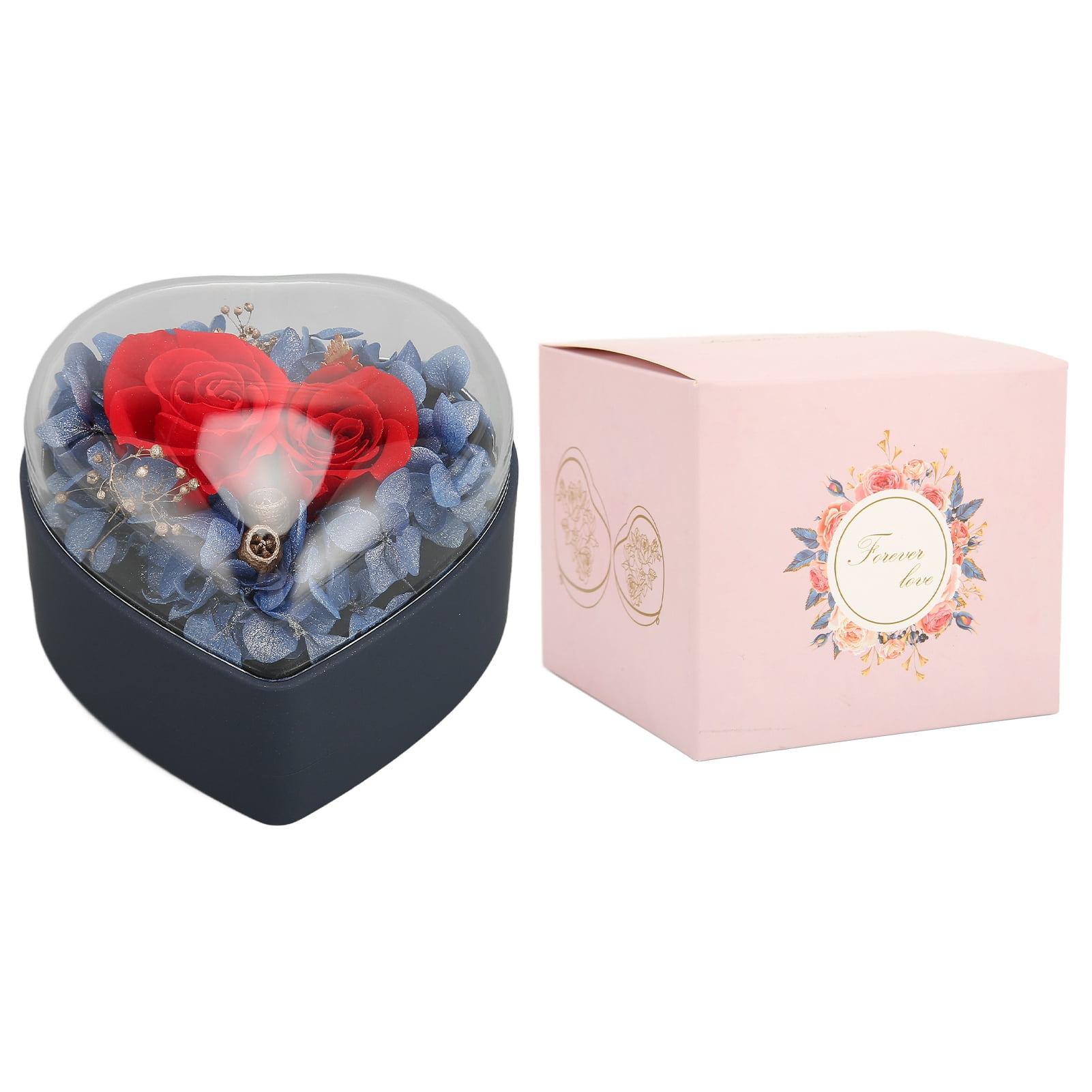 Harhinhe Rose Flower Box Heart Shaped Long Lasting Flip Red Rose Flower ...