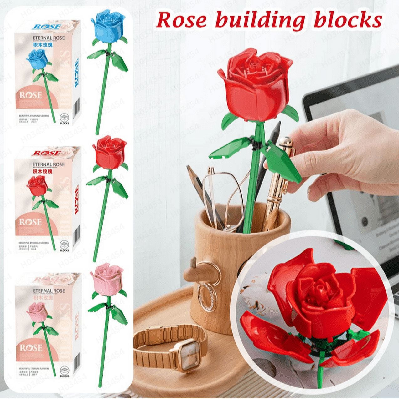 Rose Flower Building Set, Artificial Flowers Botanical Collection ...
