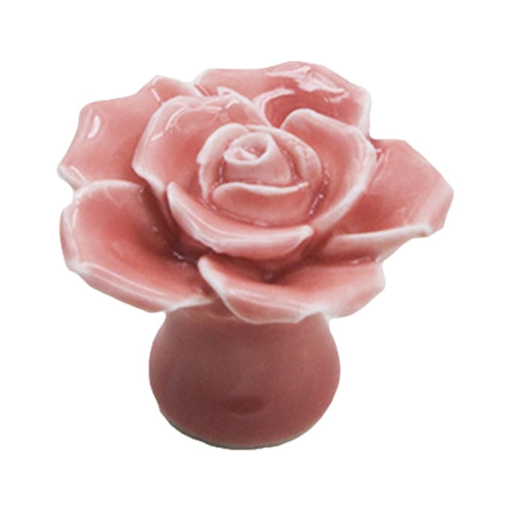 Rose Flower Ceramic Cabinet Wardrobe Drawer Cupboard Pull Knob Furniture Handle Dresser Knob ...