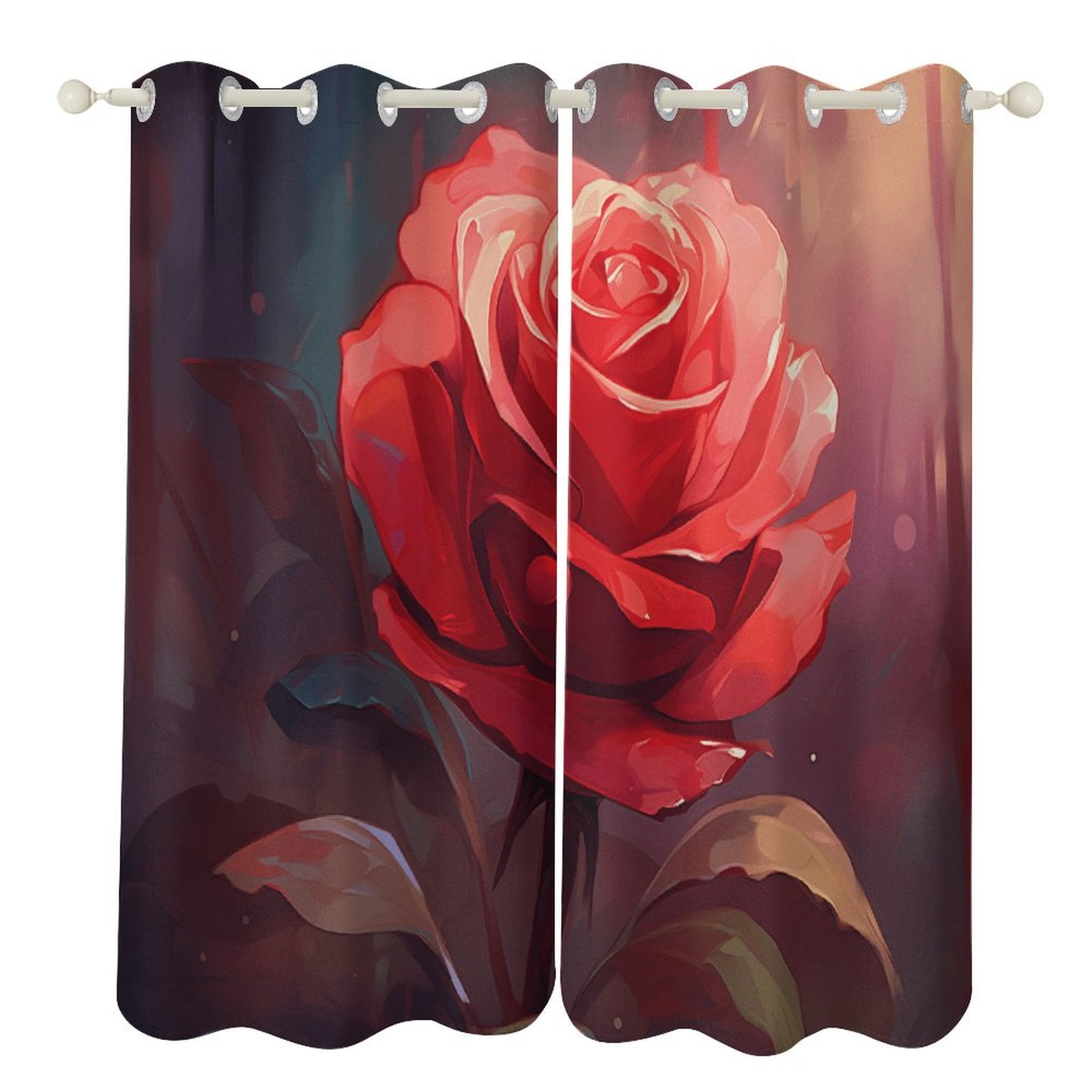 Rose Flower Curtains Aesthetic Envrionmental Friendly Picture, Living ...
