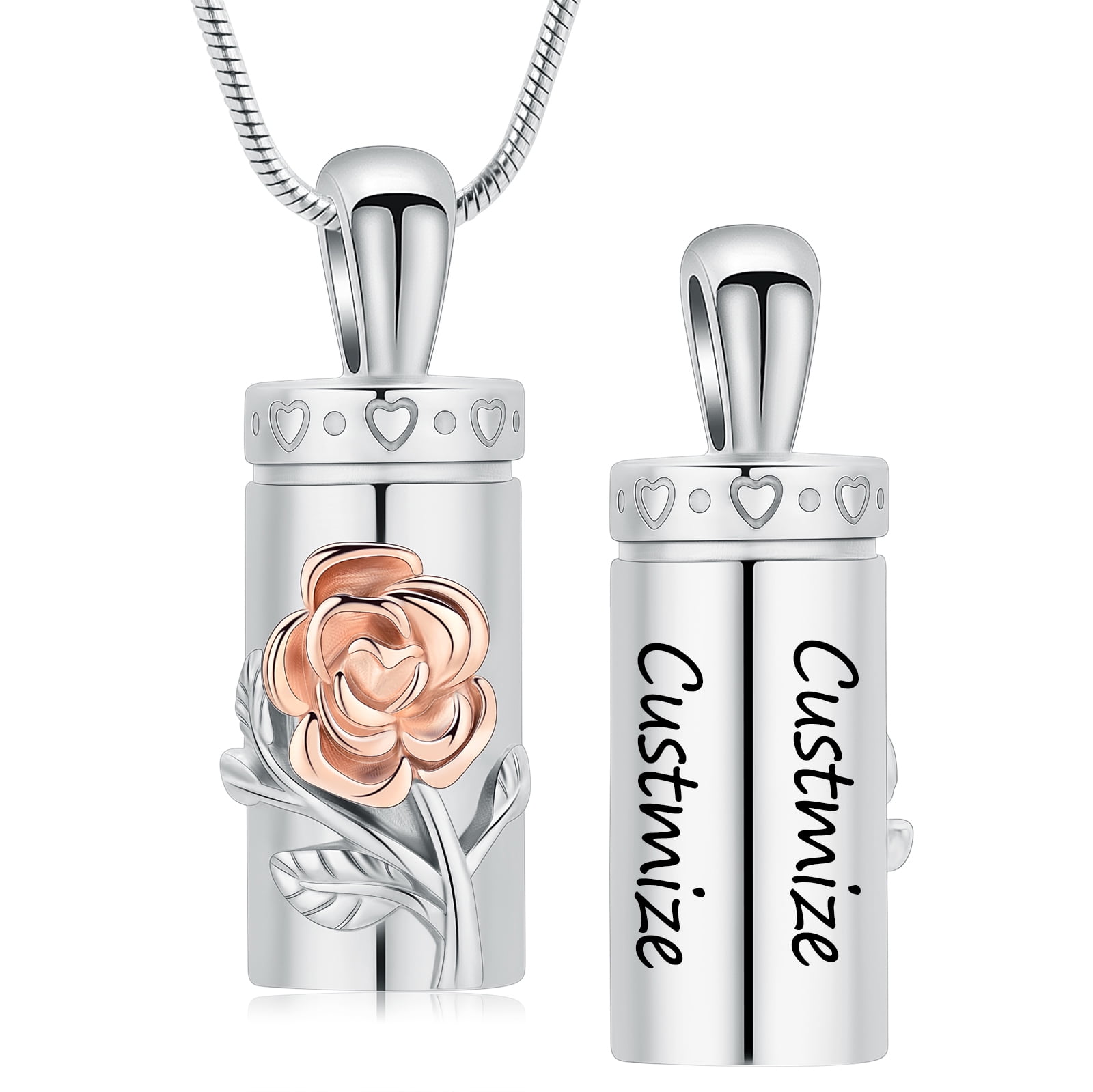 Rose Flower Cylinder Cremation Jewelry for Ashes Urn Necklace Lockets ...