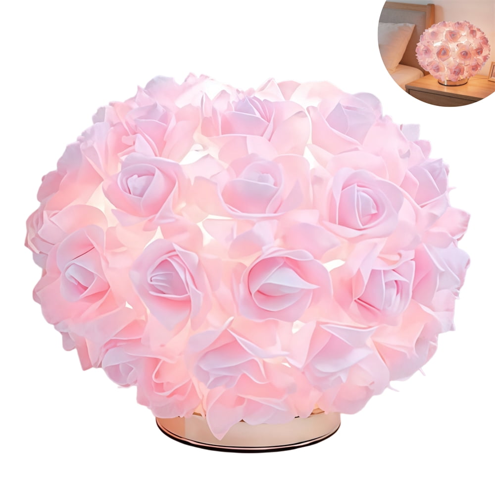 Rose Flower Desk Lamp, Topboutique 1 Pcs Floral Table Light with Plug ...