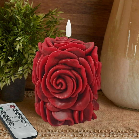 Red Glitter Battery Operated Candles