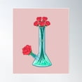 Rose Flower Glass Bong Poster Wall Art, Modern Wall Decor For Living ...