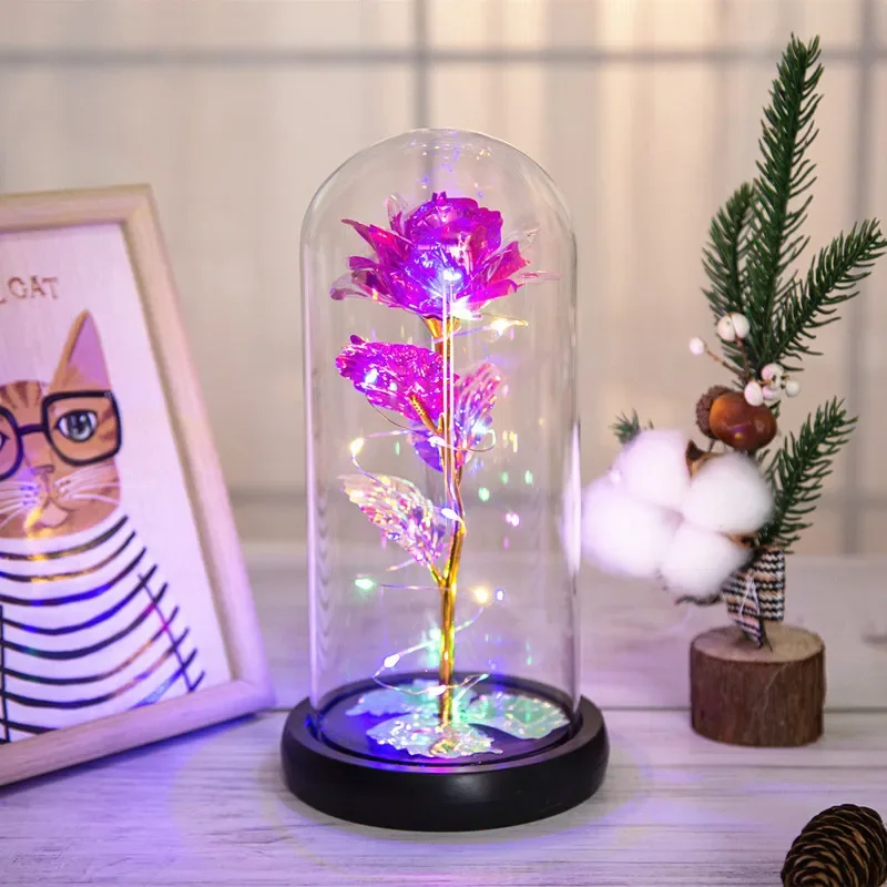 Rose Flower Glass Dome Valentine's Day Christmas Birthday Gifts for ...