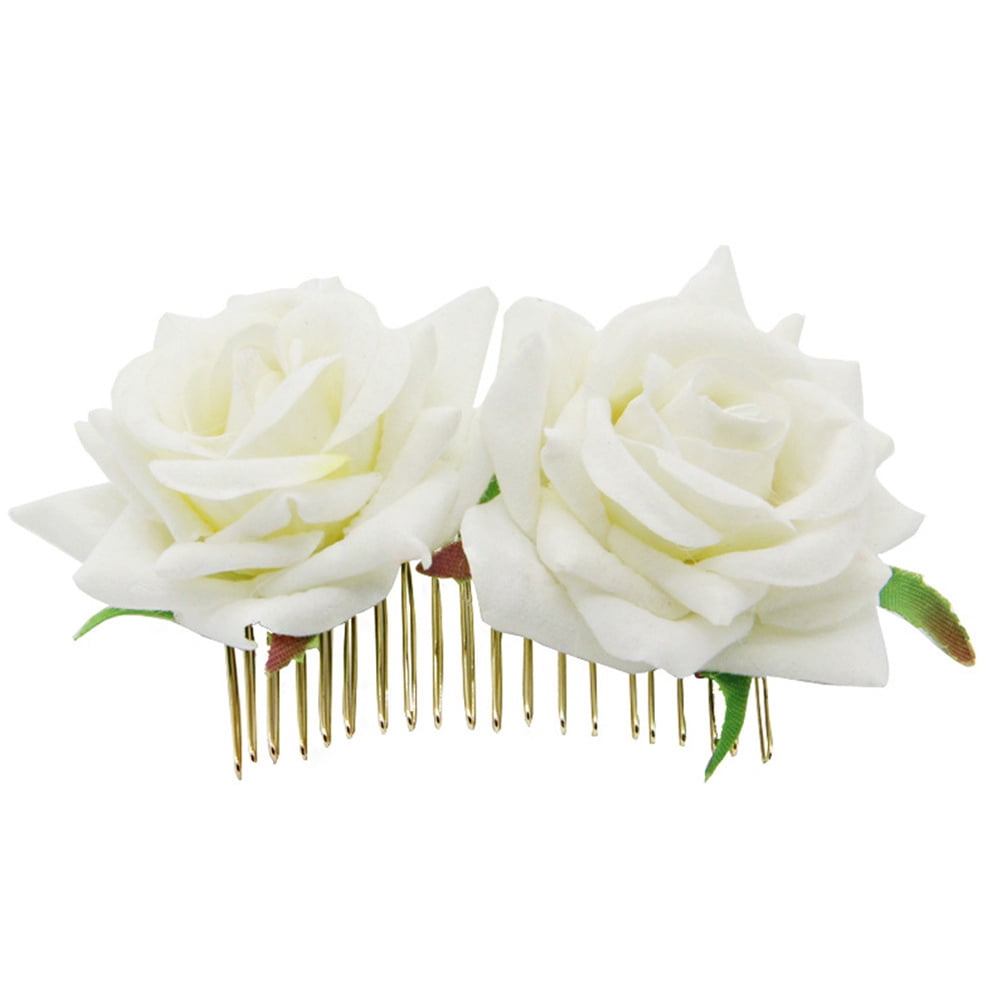 Rose Flower Hair Side Combs Accessories for Women Girls Rose Flowers ...