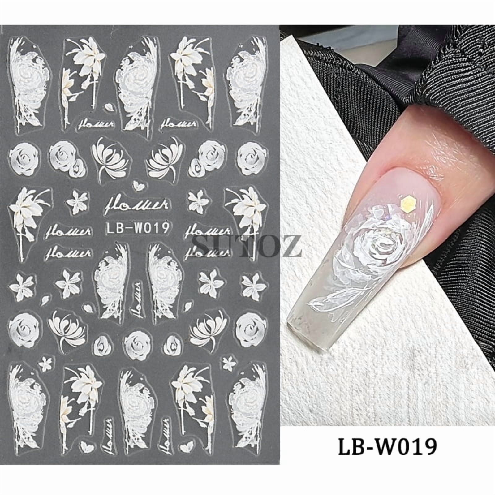 Yiran Rose Glass Flower Self-Adhesive Nail Sticker, LB-W019 - Walmart.com