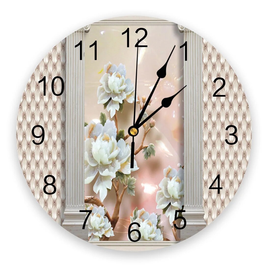 Rose Flower Pillar Design Wall Clocks Silent Home Cafe Office Wall ...