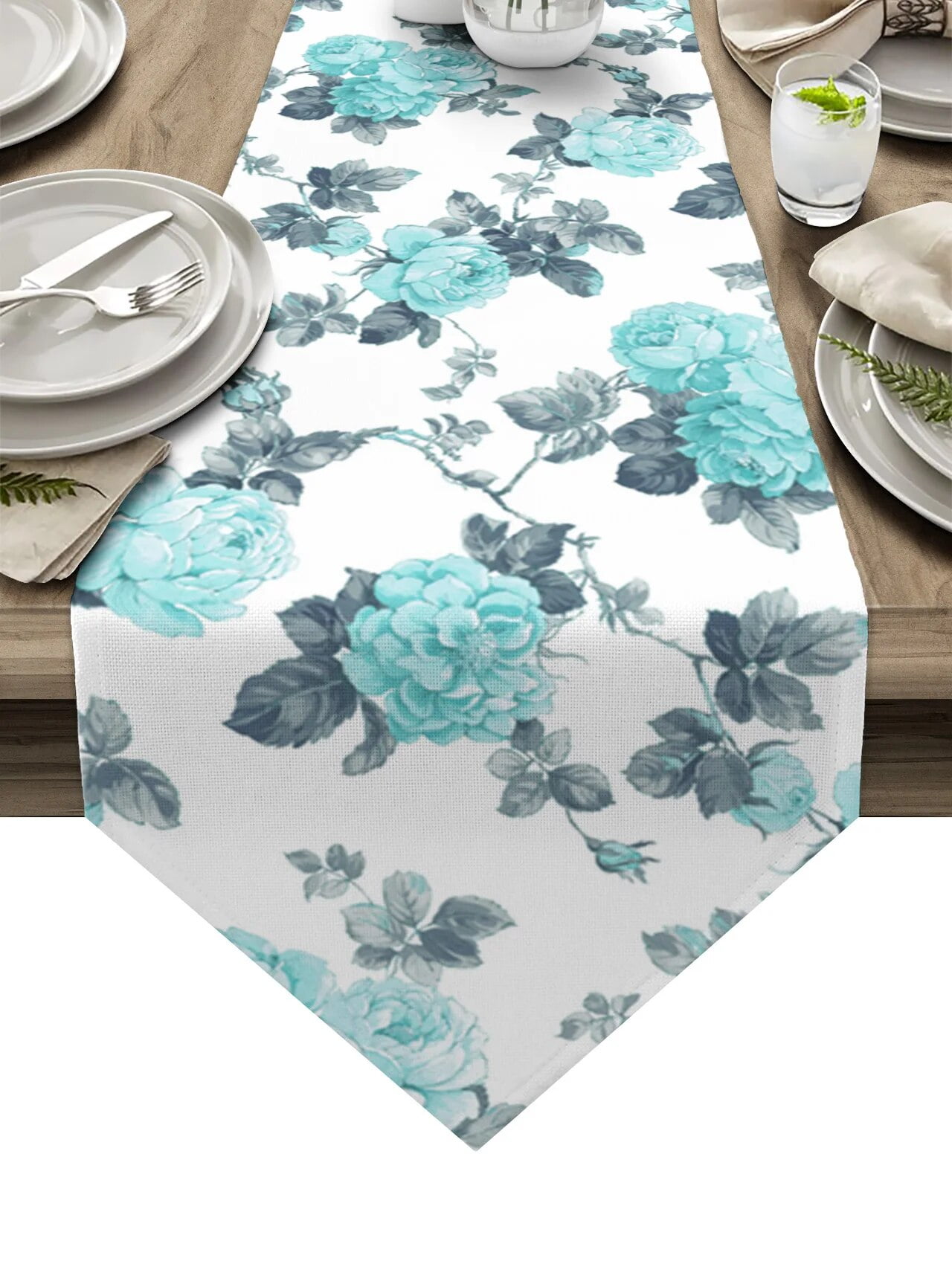 Rose Flower Pink Stripe Modern Table Runner Wedding Party Table ...