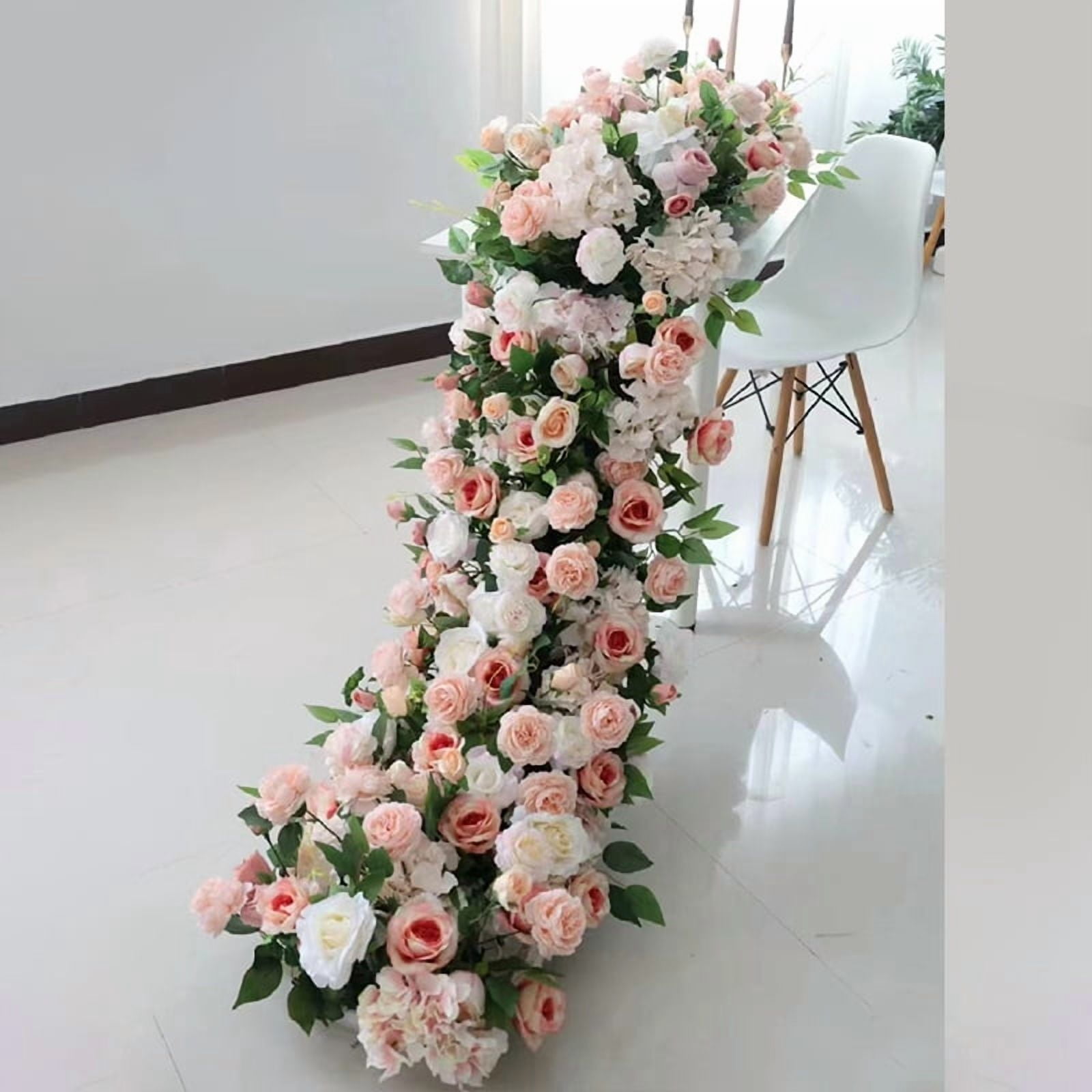 Rose Flower Row Decor Wedding Backdrop Arch Frame Banquet Table Runner ...