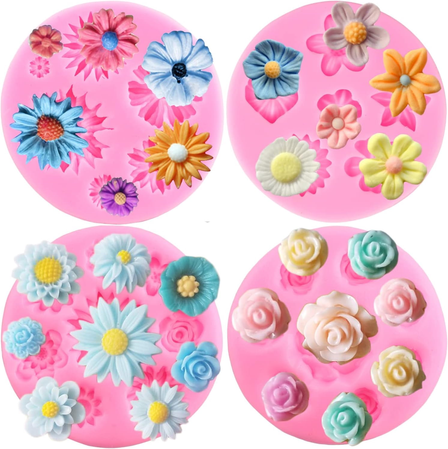Rose Flower Silicone Molds Daisy Flower Fondant Mold For Cake ...