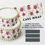 Rose Flower Strips Edible Icing Printed Cake Wrap Strips Topper Ribbon ...