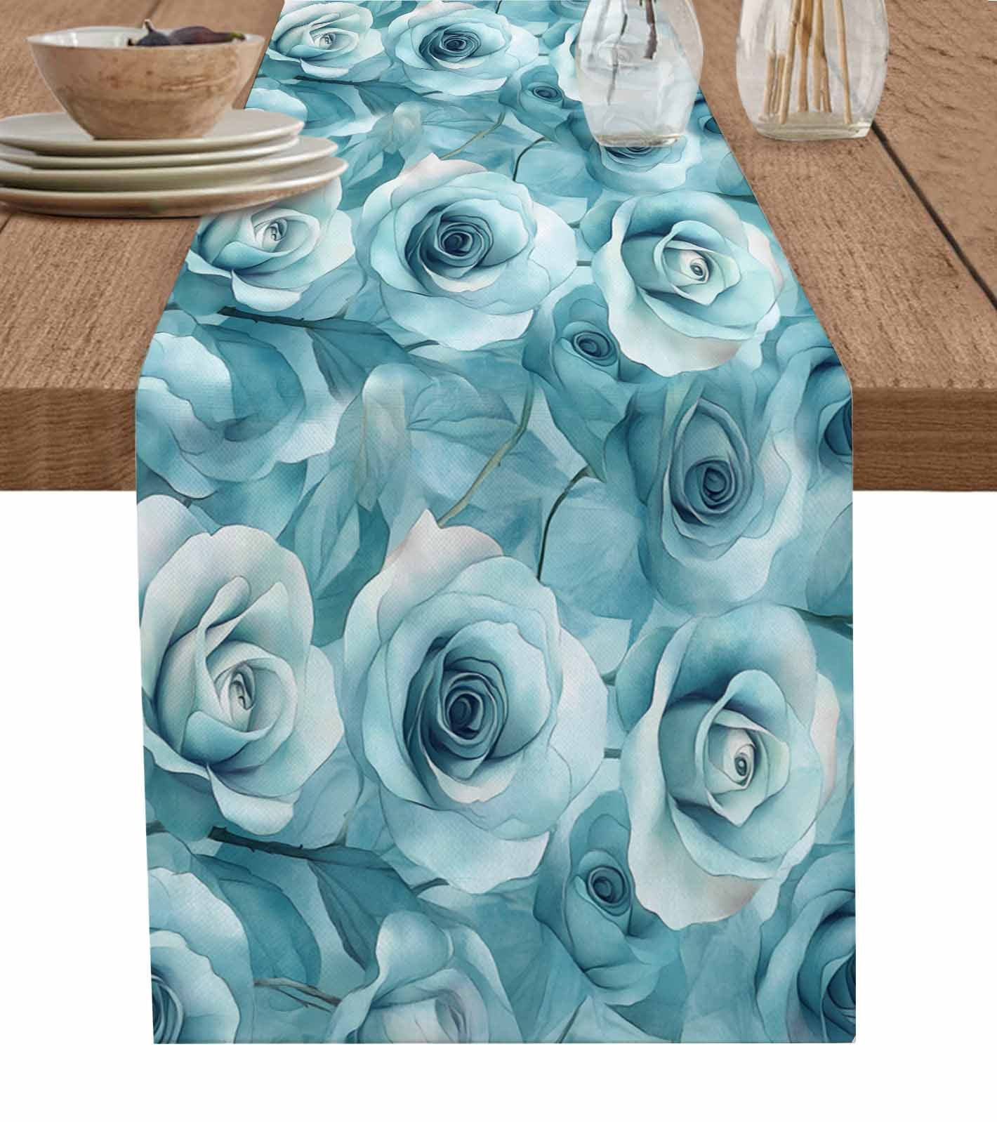 Rose Flower Table Runner 72 Inches, Spring Watercolor Aesthetics ...