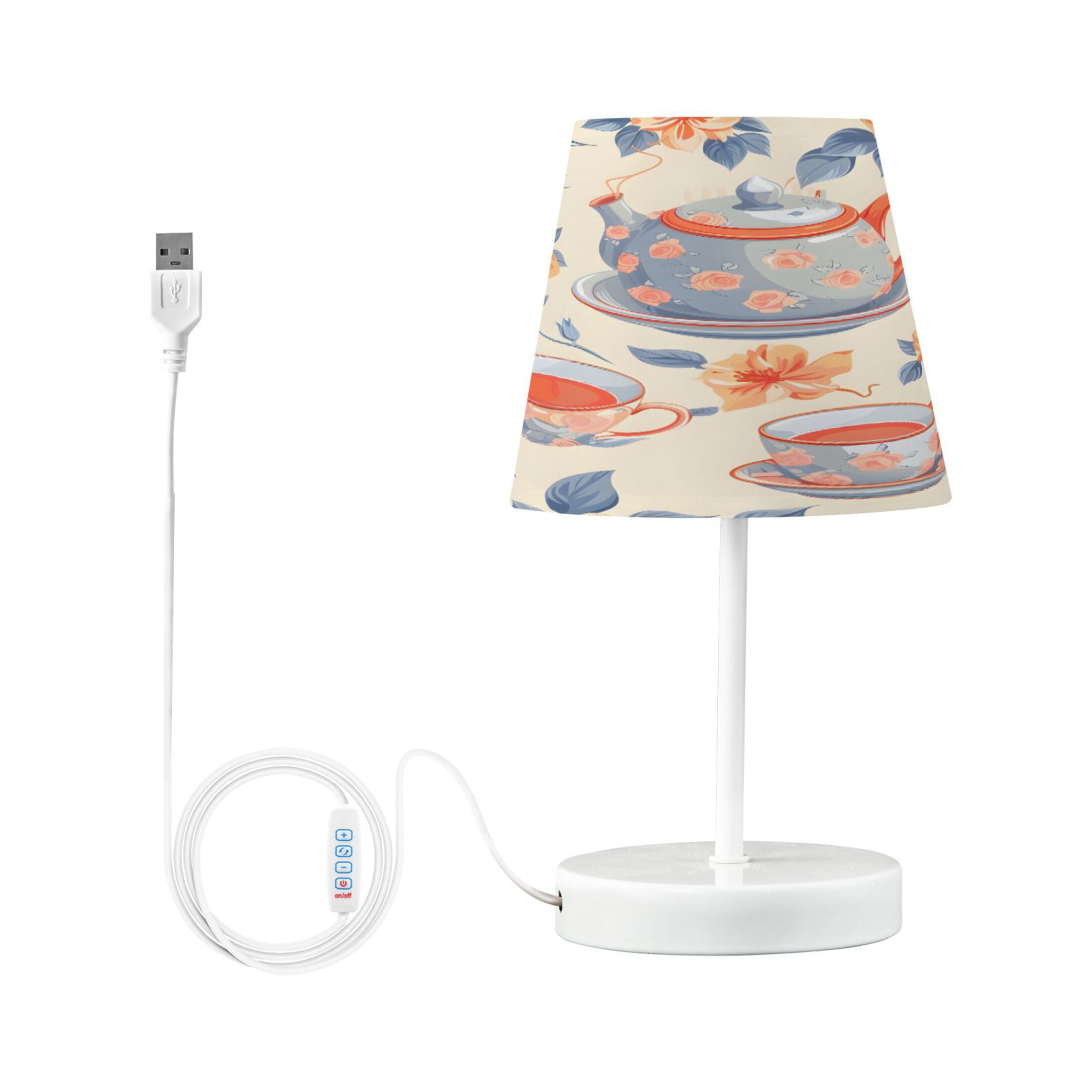 Rose Flower Teacup Teapot Leaf Desk Lamp LED Table Nightstand Lamps ...