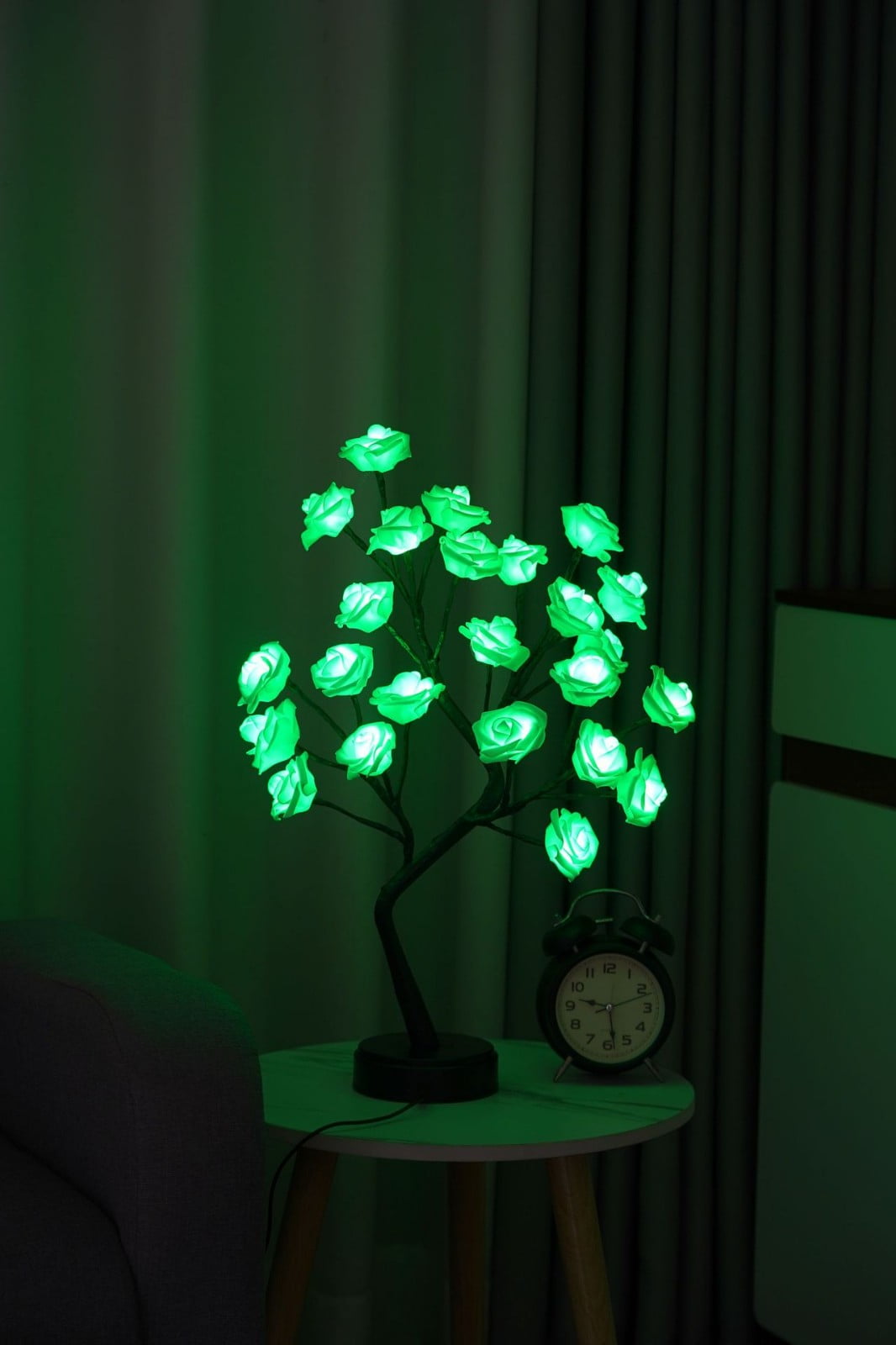 Rose Flower Tree Table Lamp,LED Rose Tree Table Lamp USB/Battery ...