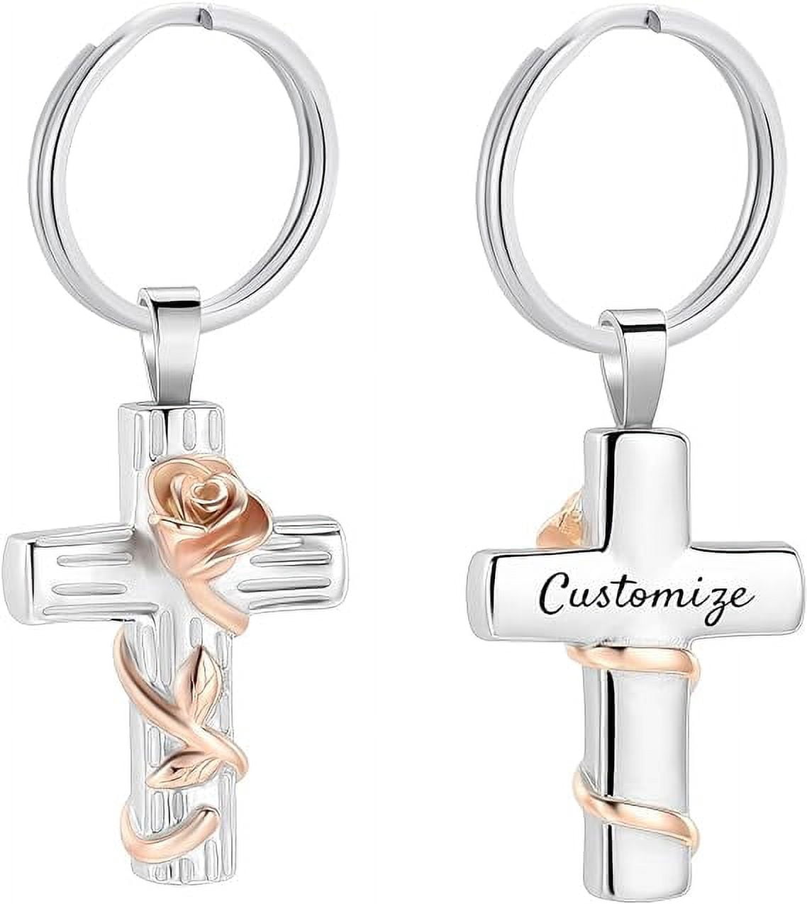 Rose Flower Urn Cremation Urn Keychain for Ashes Rose Flower Cross ...