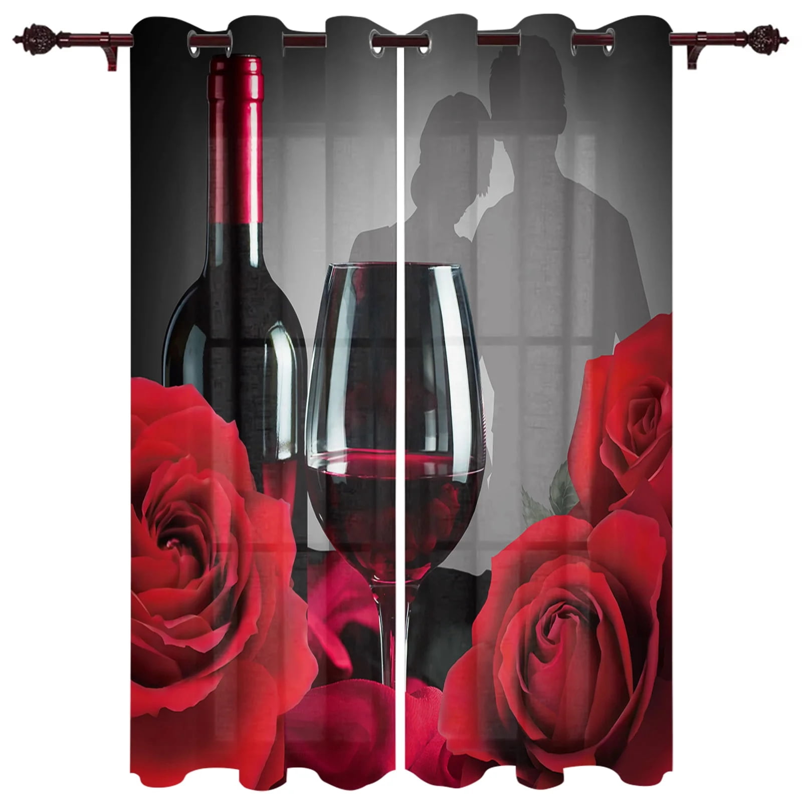 Rose Flower Wood Board Modern Window Curtains for Living Room Bedroom ...