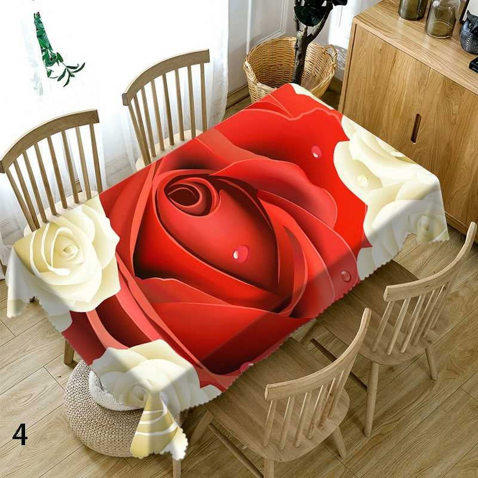 Rose Flower and Sunflower Printing Waterproof Table Tablecloth Wedding ...