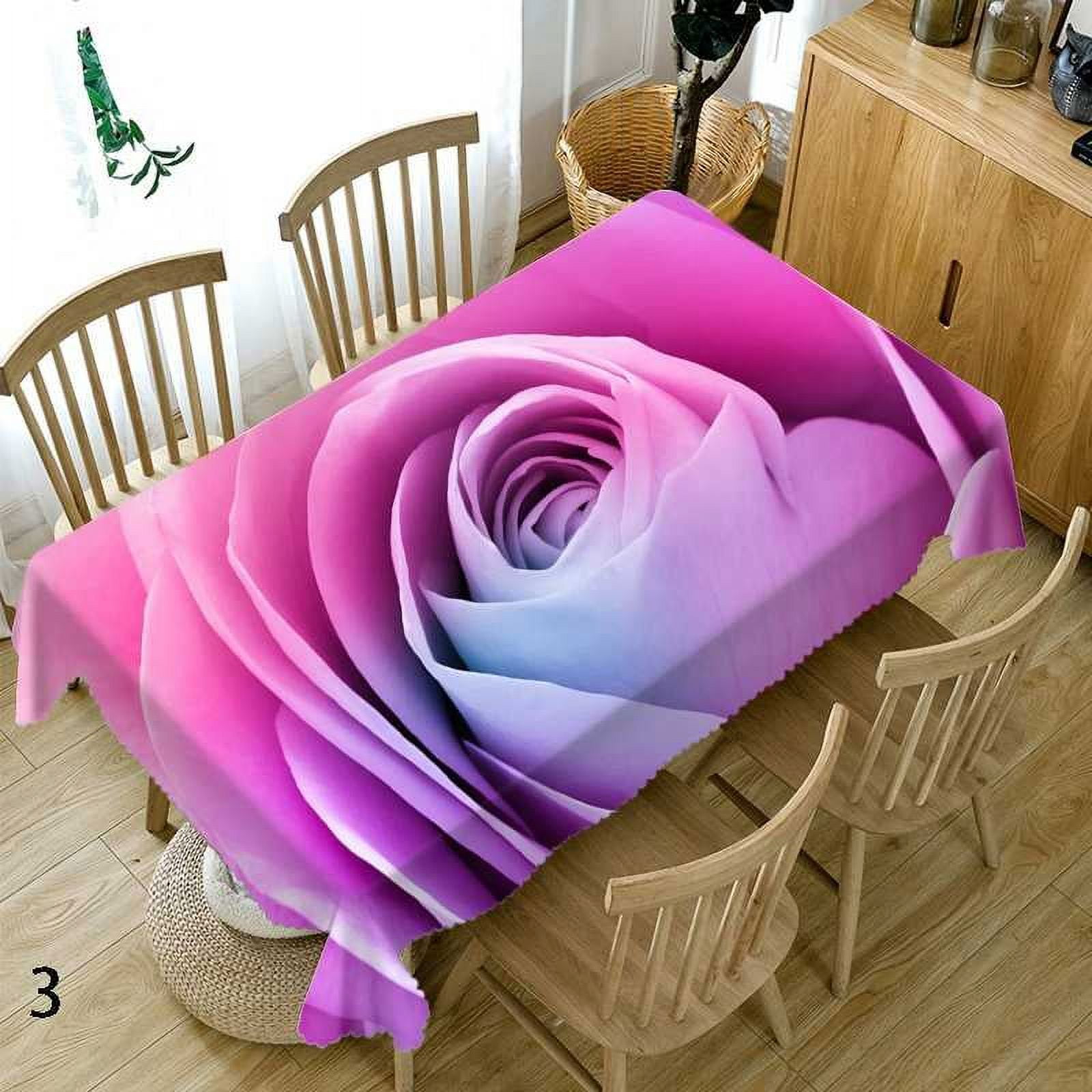 Rose Flower and Sunflower Printing Waterproof Table Tablecloth Wedding ...