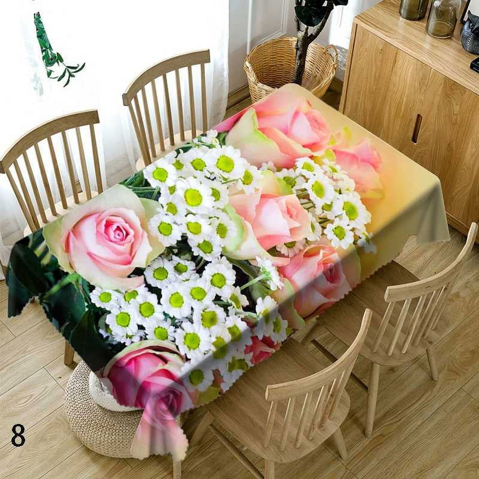 Rose Flower and Sunflower Printing Waterproof Table Tablecloth Wedding ...